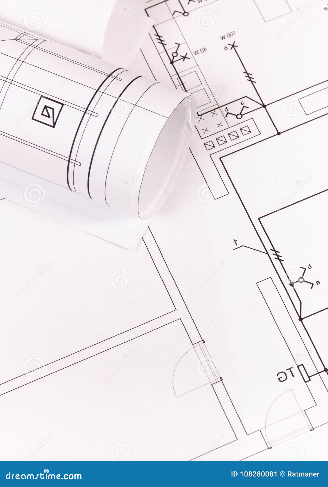 Rolls of Electrical Blueprints or Construction Diagrams for Use in ...
