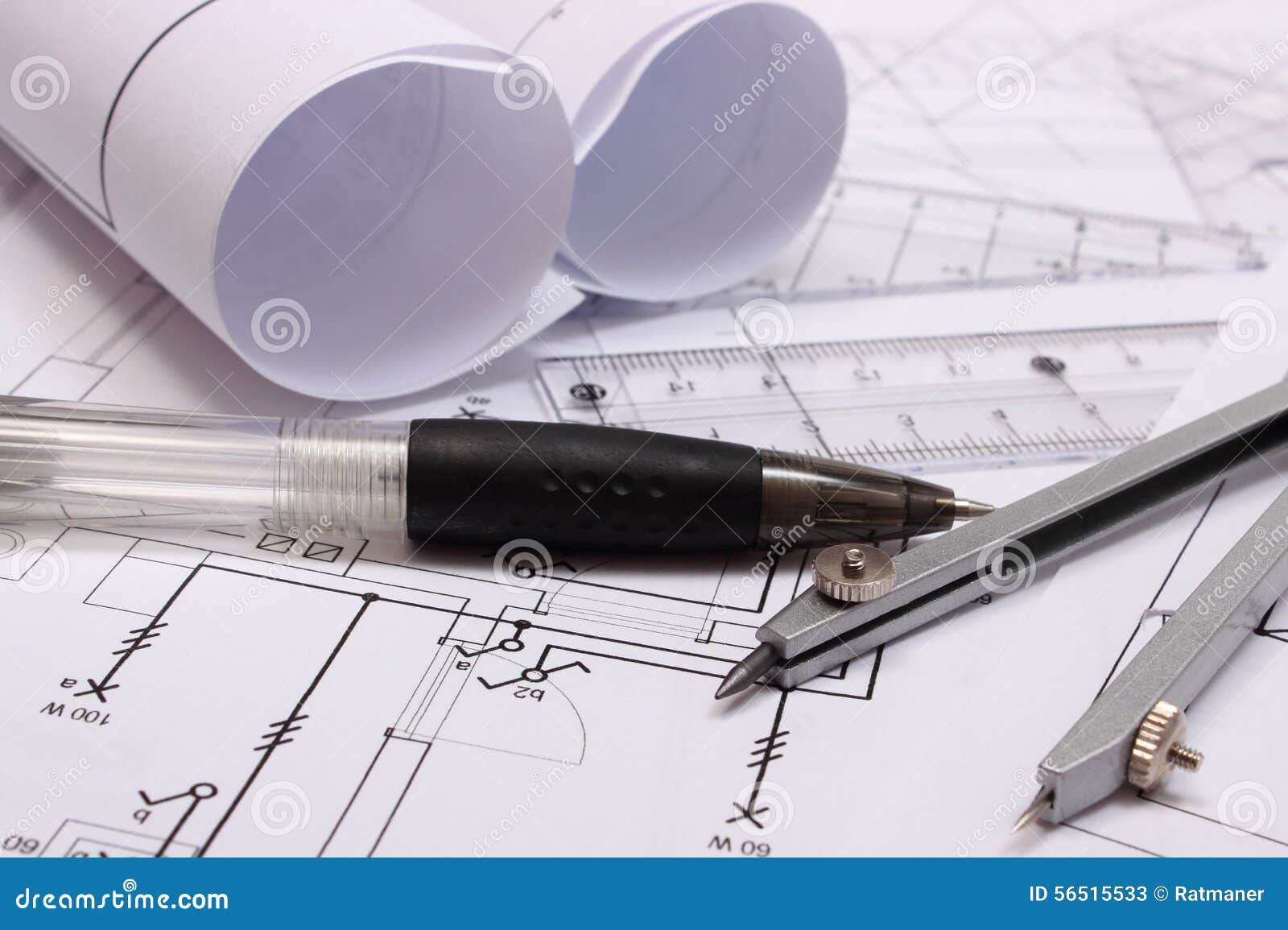 Rolls Of Electrical Diagrams, Calculator And Mathematical Calculations ...
