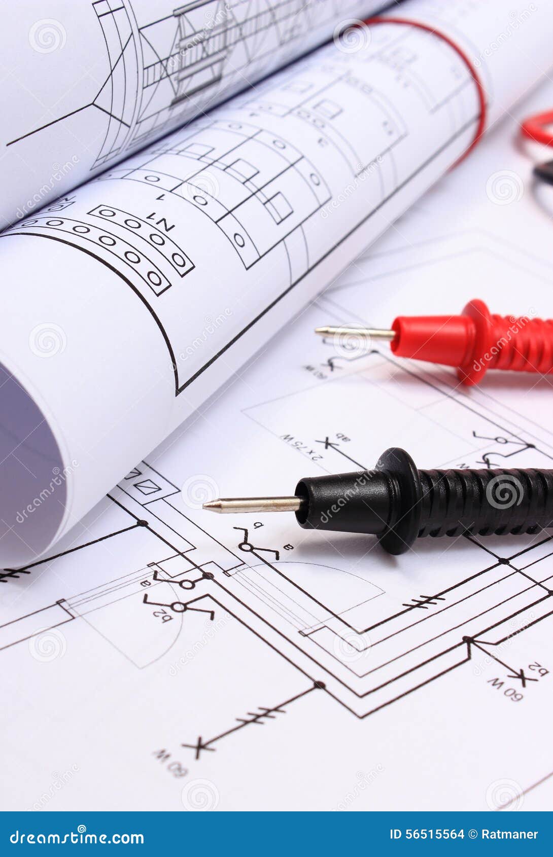 Cables Of Multimeter And Work Tool On Construction Drawing Royalty-Free ...