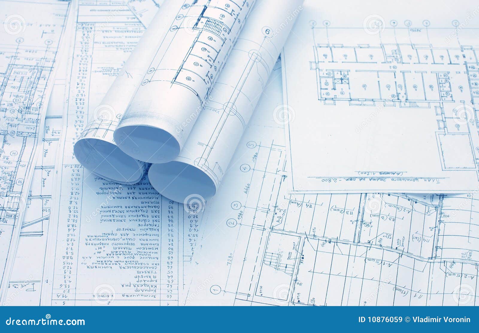 Rolls of Engineering Drawings Stock Image - Image of document, plan ...