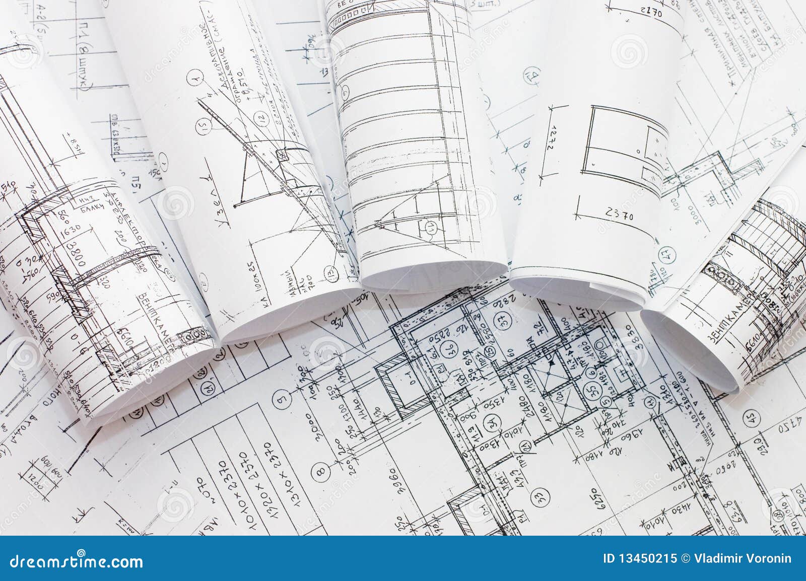 Rolls of Engineering Drawings Stock Image - Image of engineering ...