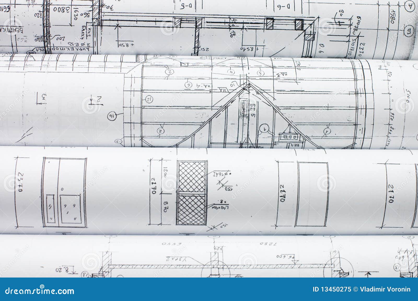 Rolls of Engineering Drawings Stock Image - Image of occupation ...