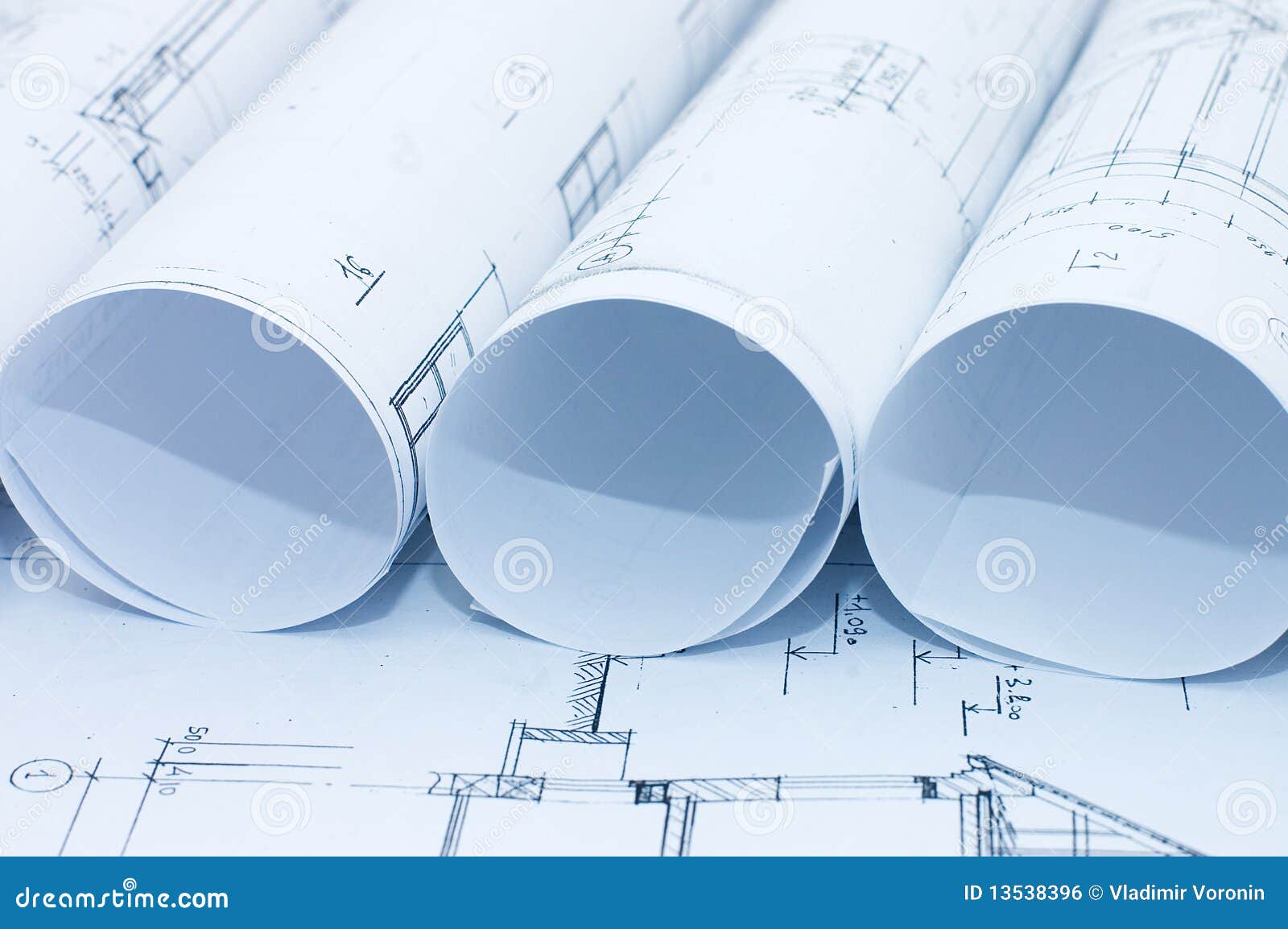 Rolls of Engineering Drawings Stock Photo - Image of contractor ...