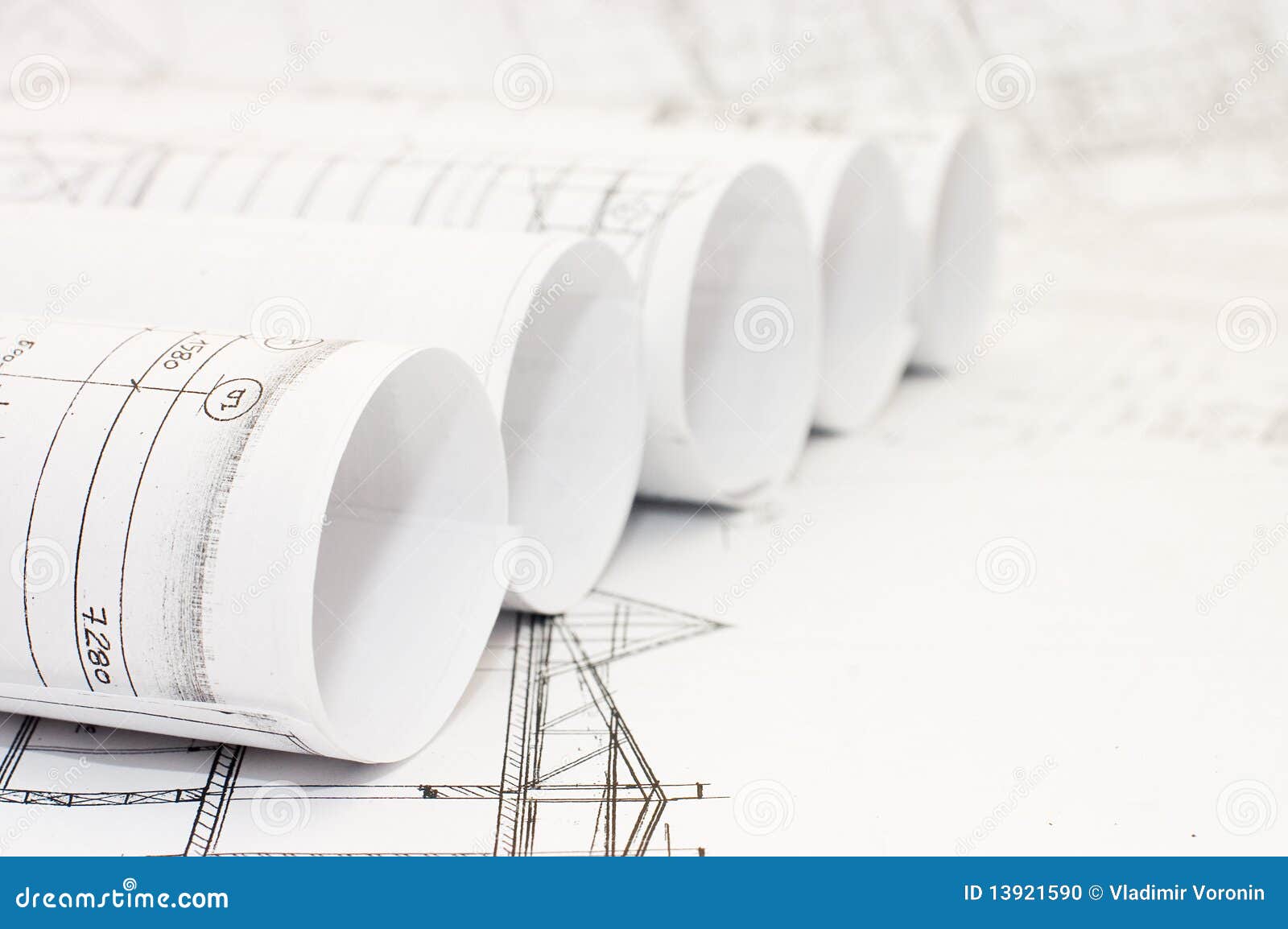 Rolls of Engineering Drawings Stock Photo - Image of designer, ruler ...