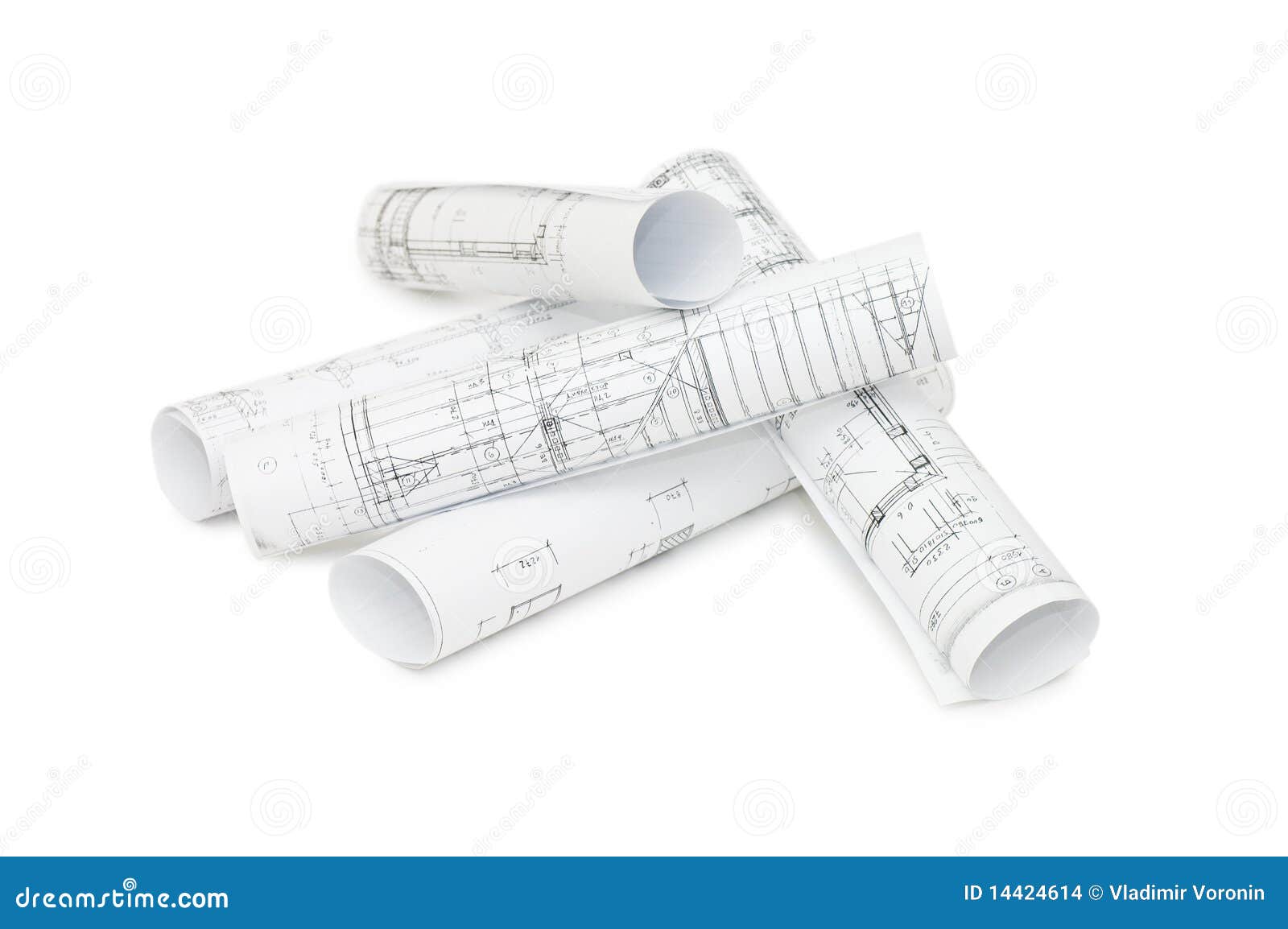 Rolls of Engineering Drawings Stock Photo - Image of construction, line ...
