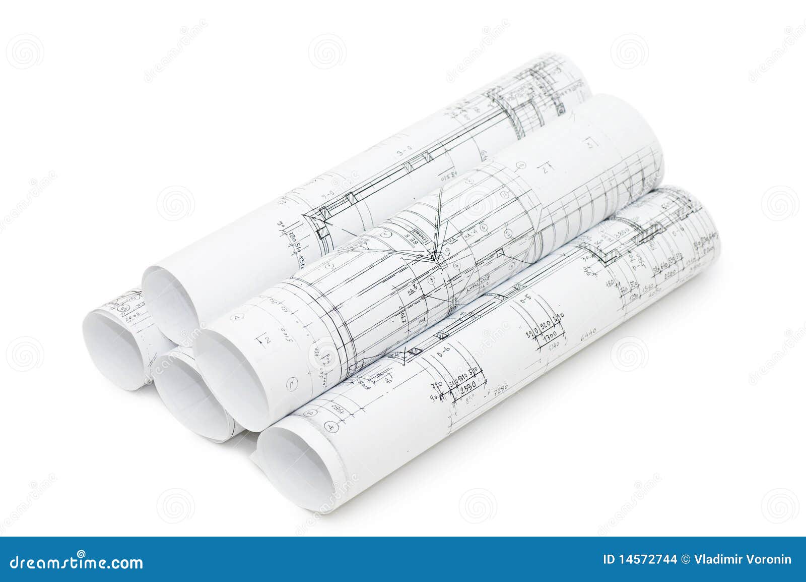 Rolls of Engineering Drawings Stock Photo - Image of drawing, structure ...