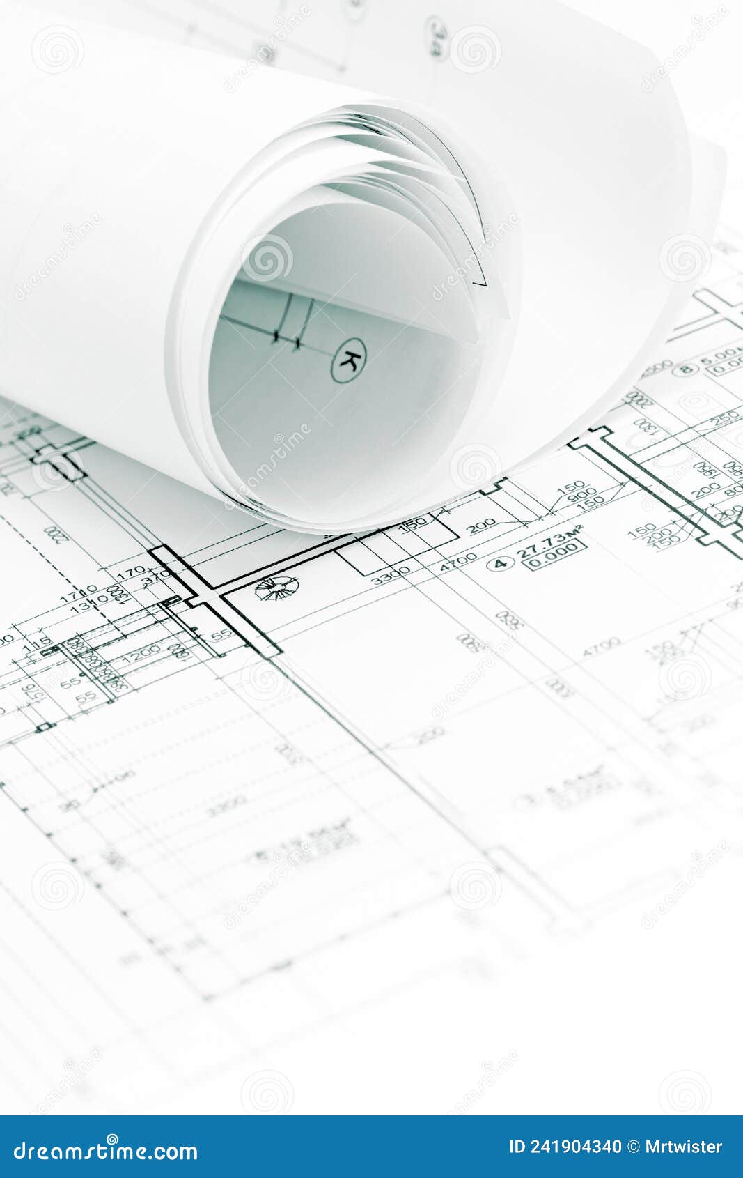 Rolls of Engineering Drawings Stock Photo - Image of improvement ...