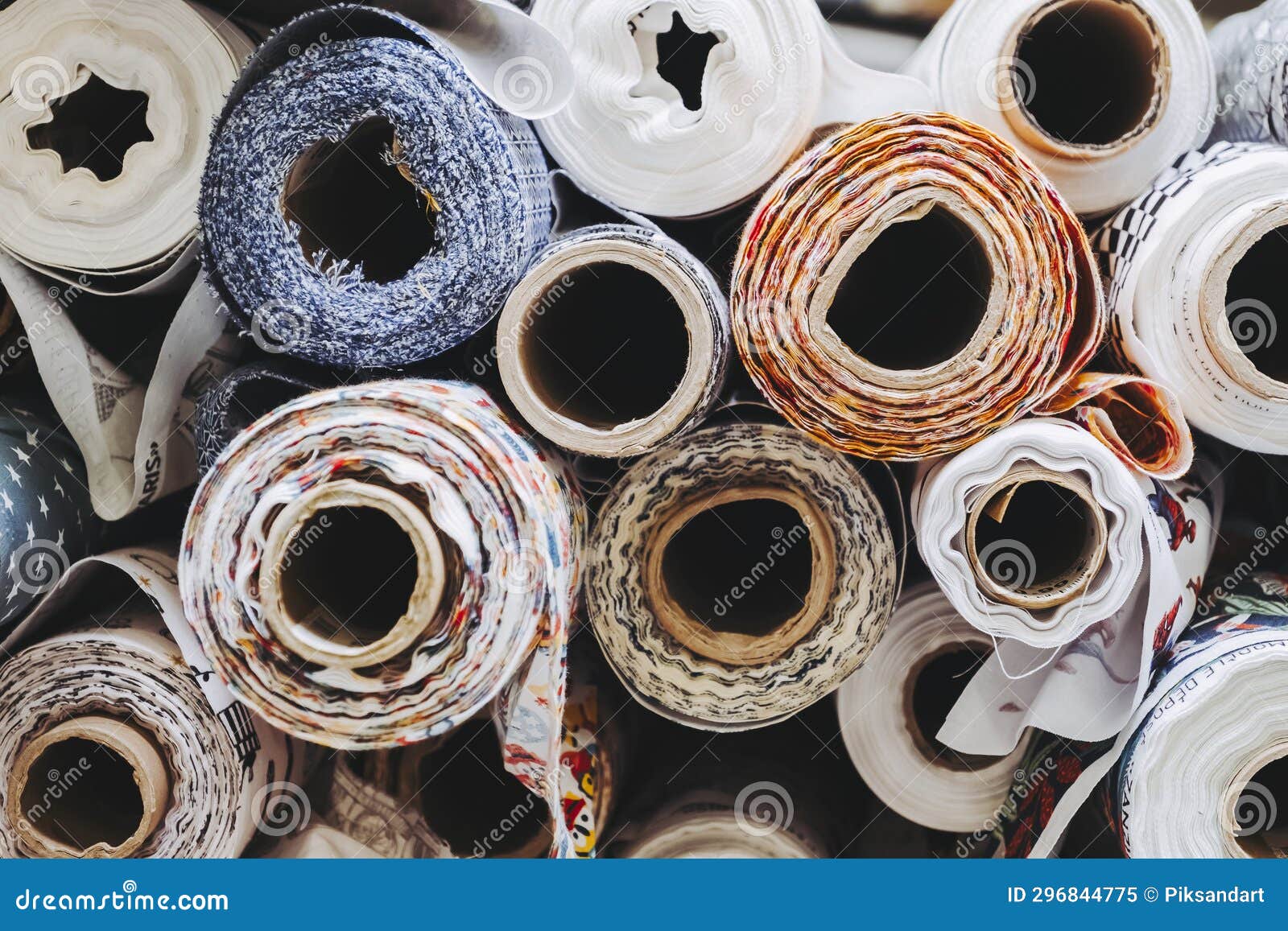Rolls of Fabric with Colorful Patterns for Sewing Stock Image - Image ...