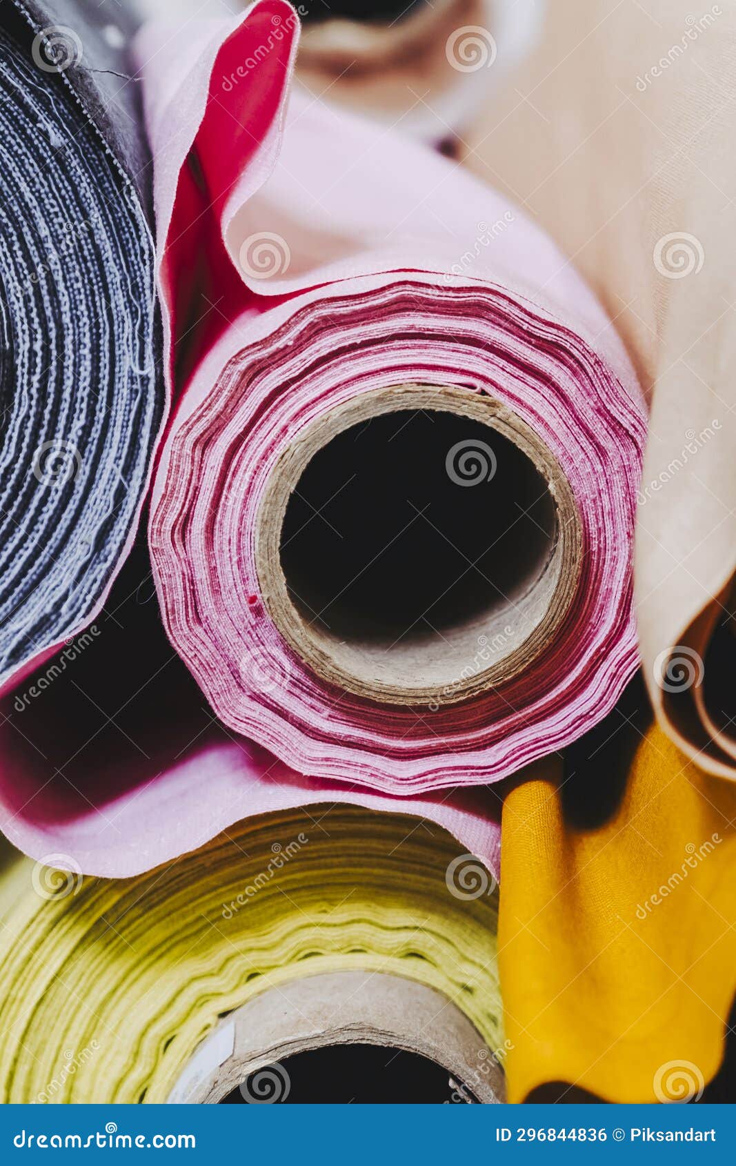 Rolls of Fabric with Colorful Patterns for Sewing Stock Photo - Image ...