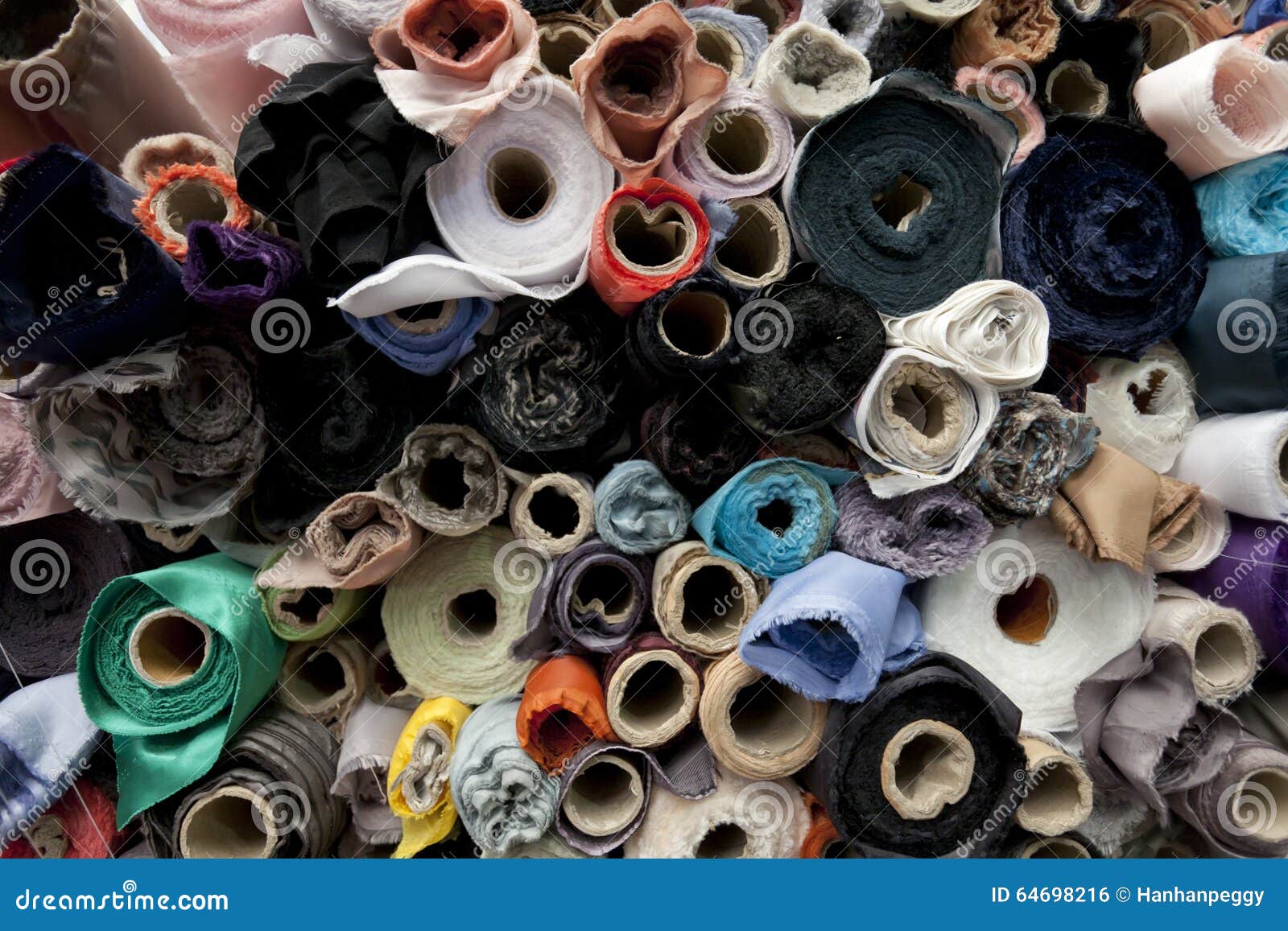 Rolls of Fabric and Textiles Stock Photo - Image of assortment, objects ...