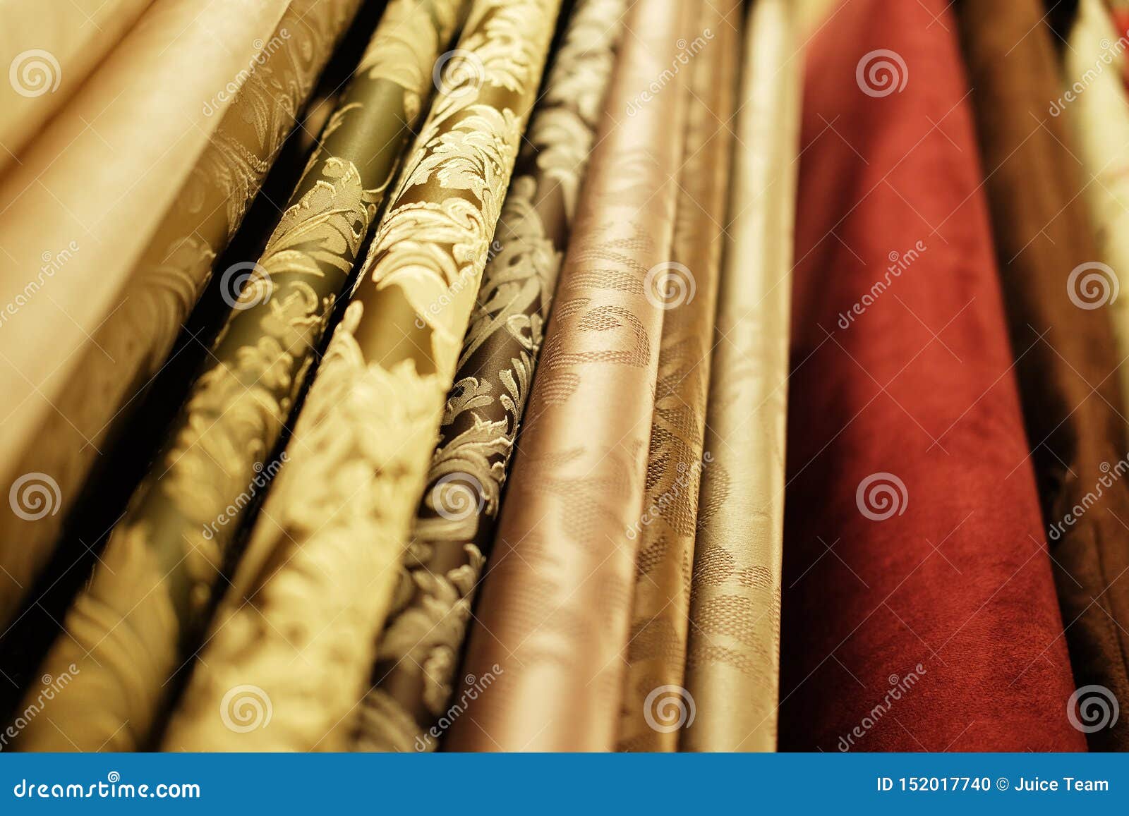 Rolls of Fabric and Textiles in Store Stock Photo - Image of color ...