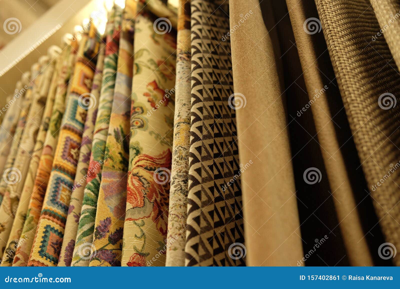 Rolls of Fabric and Textiles in Store Stock Image - Image of designer ...