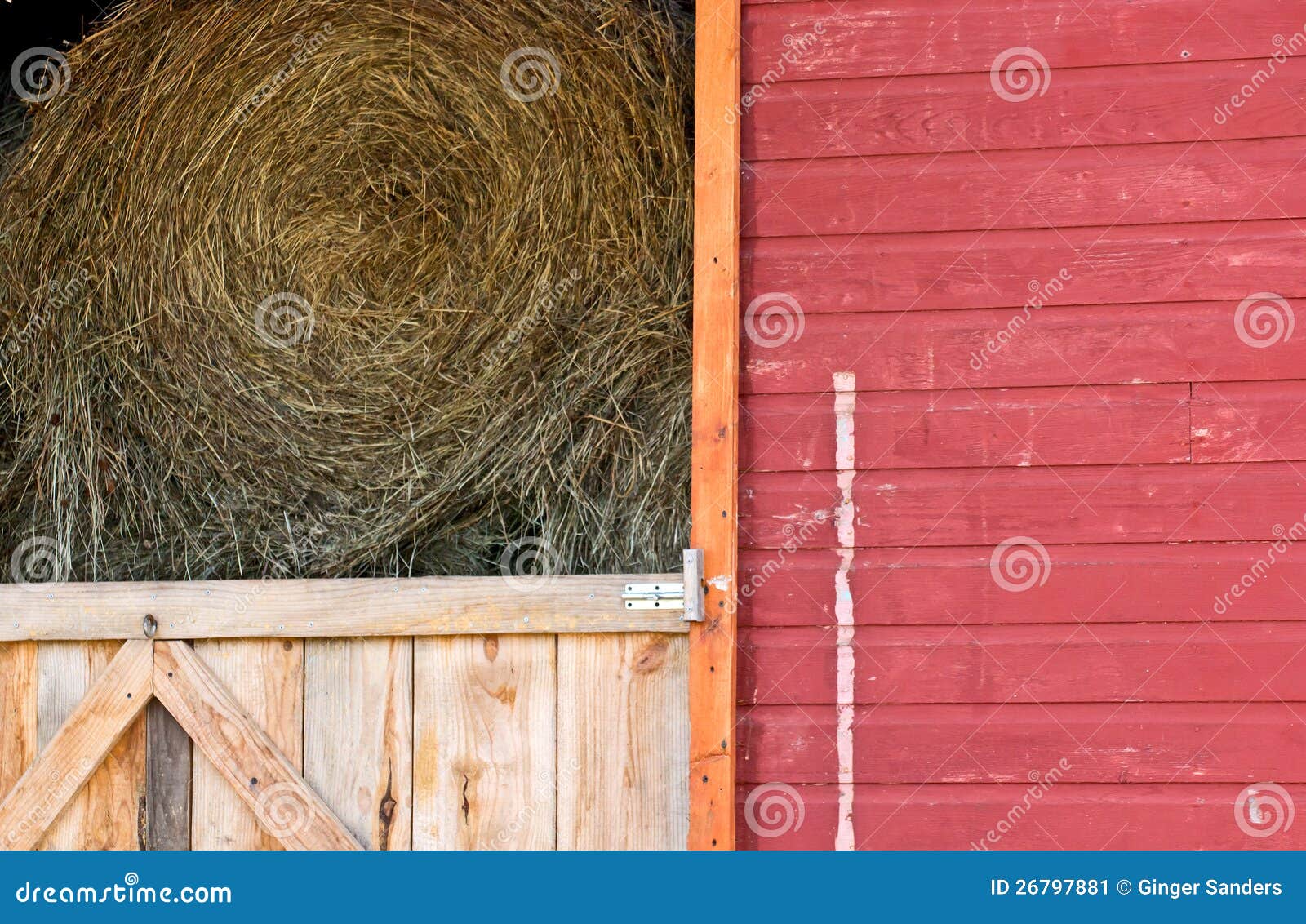 Rolls of Hay in Red Barn stock image. Image of rolls - 26797881