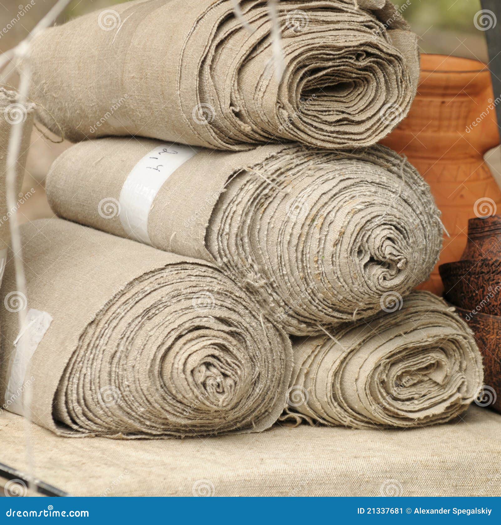 Rolls of a homespun fabric stock image. Image of linen - 21337681