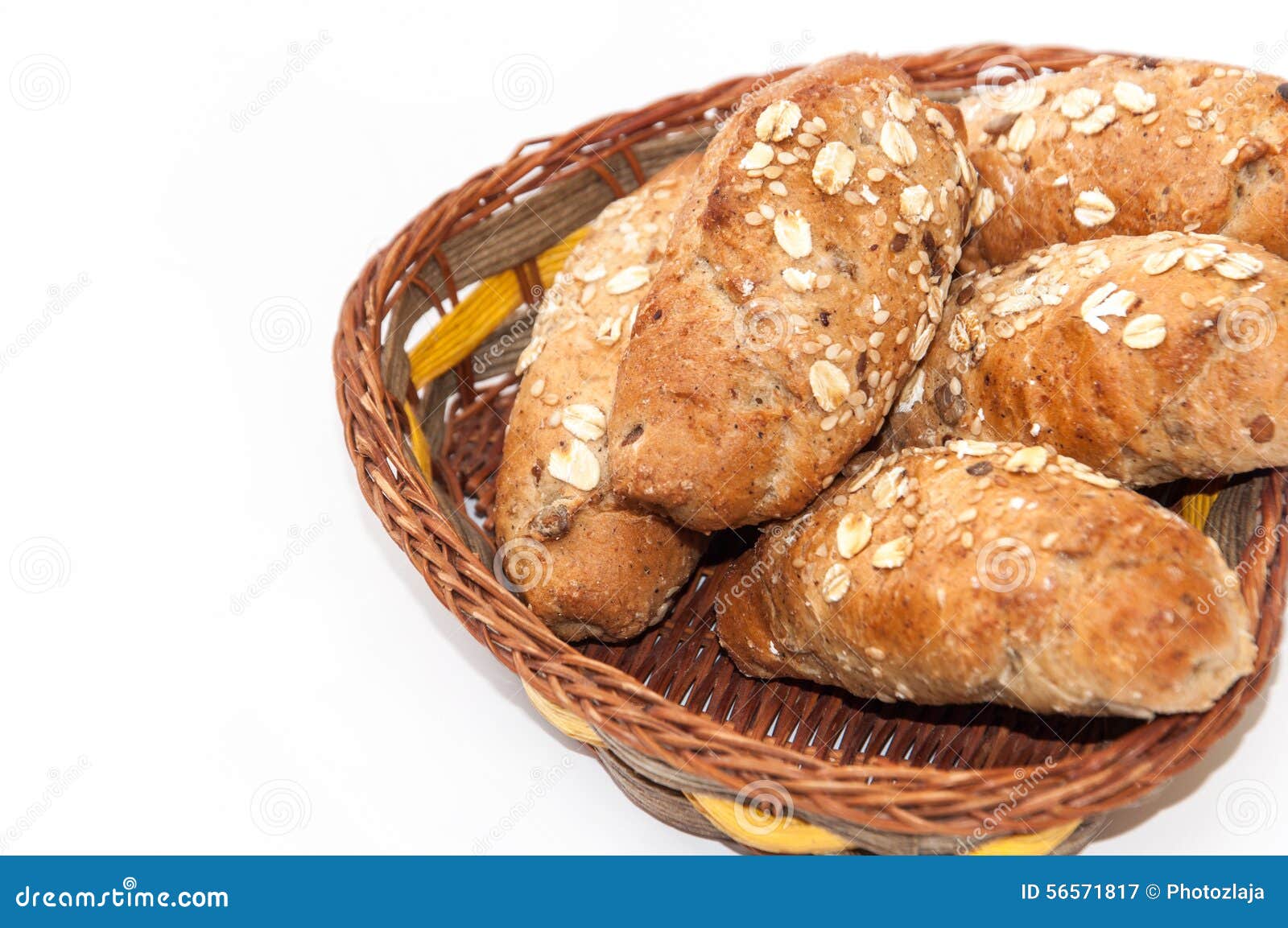 Rolls with Integral Flour and Grain in a Basket Stock Image - Image of ...