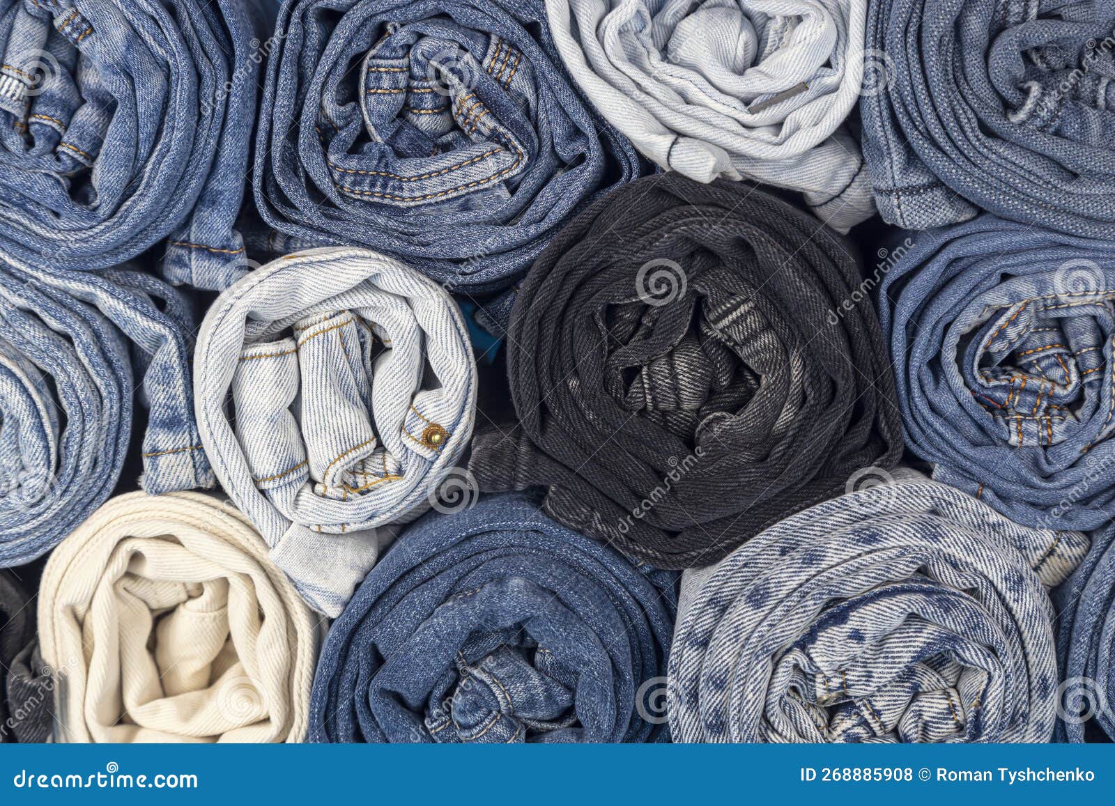 Rolls of Jeans, Denim Texture. Texture of Denim Fabric. Stock Photo ...