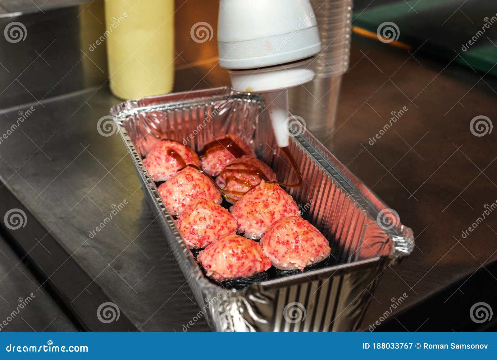 Rolls with Mayonnaise Caps are Packed in an Aluminum Box and Poured ...