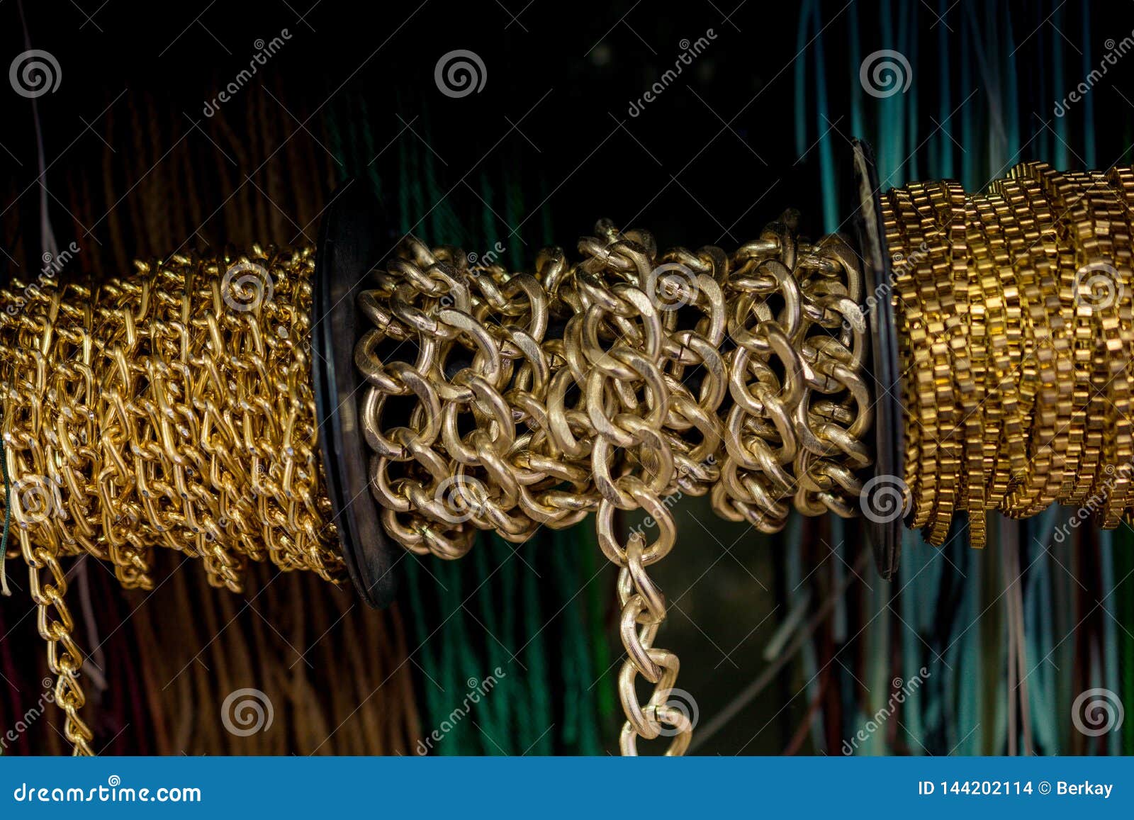 Rolls of Colorful Metal Chains As a Background Stock Photo - Image of ...
