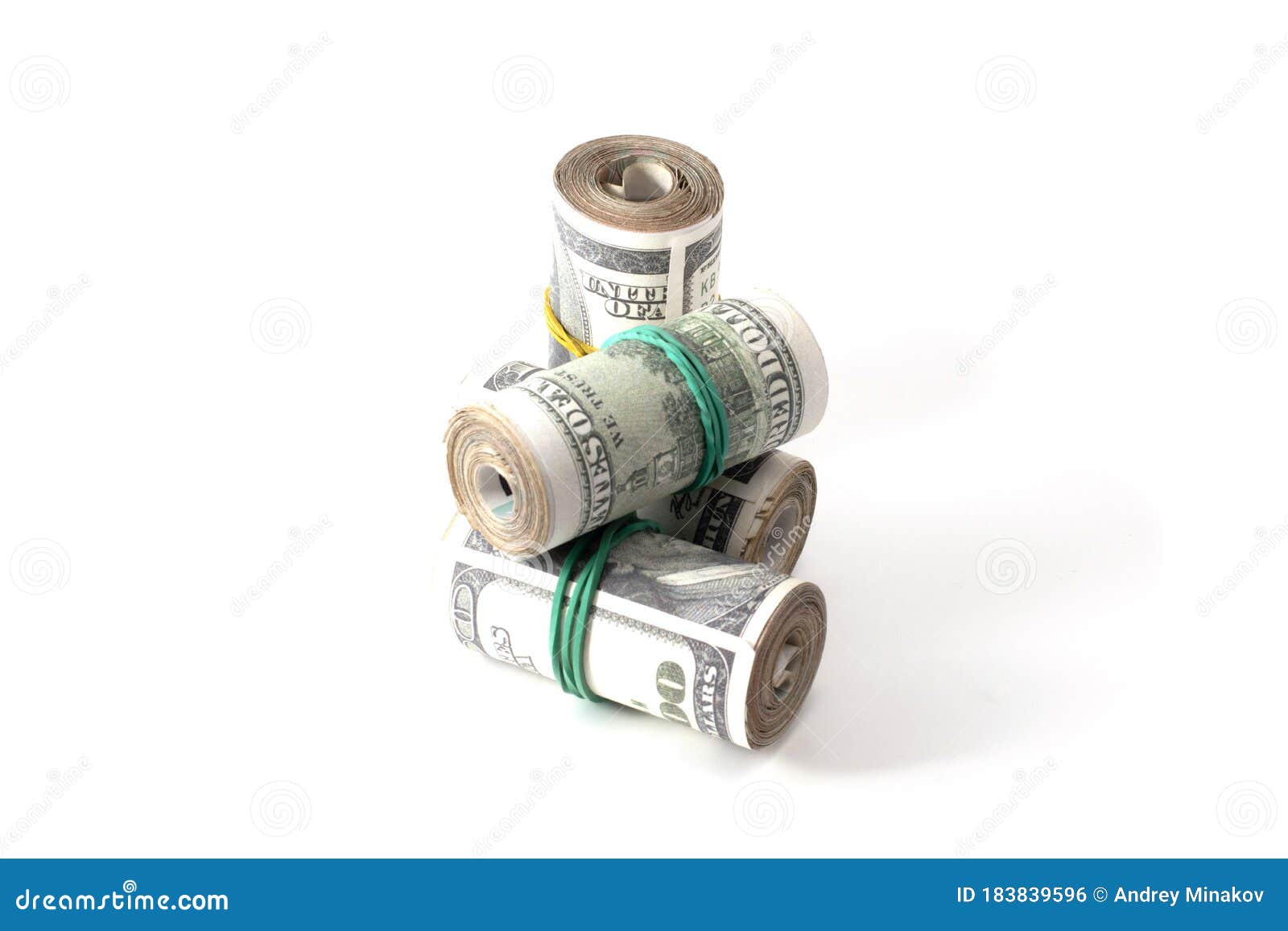 Rolls of Money are Tied with a Rubber Band Stock Photo - Image of ...