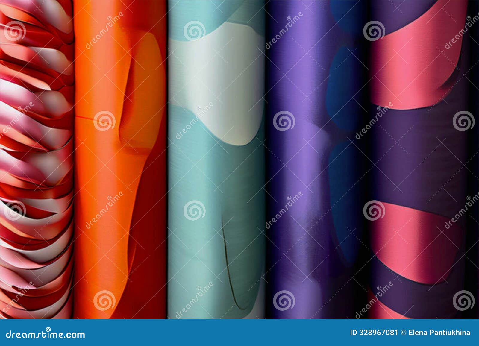 Rolls Of Multi-colored Fabrics With Various Patterns And Designs ...