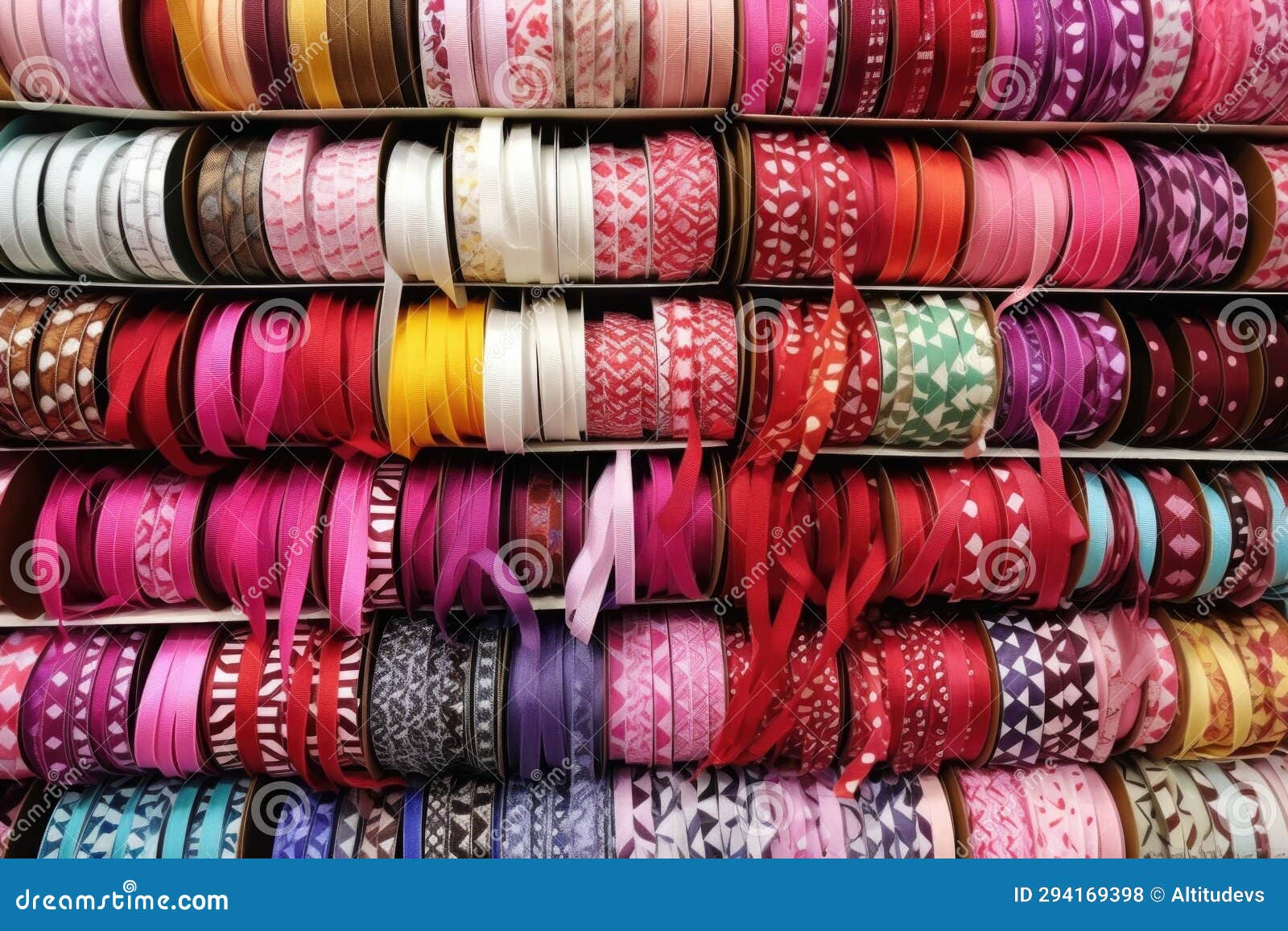 Rolls of Narrow Ribbons in Different Patterns Stock Illustration ...