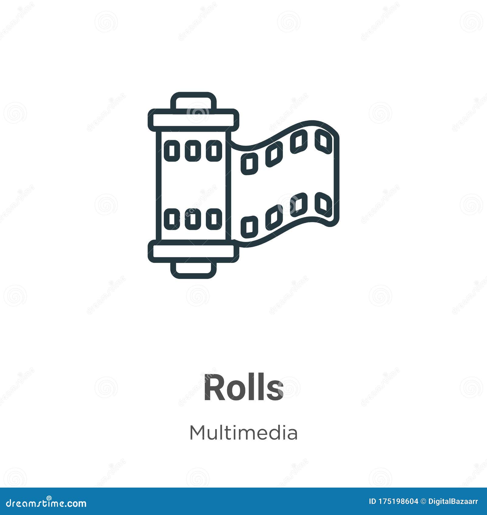 Rolls Outline Vector Icon. Thin Line Black Rolls Icon, Flat Vector ...