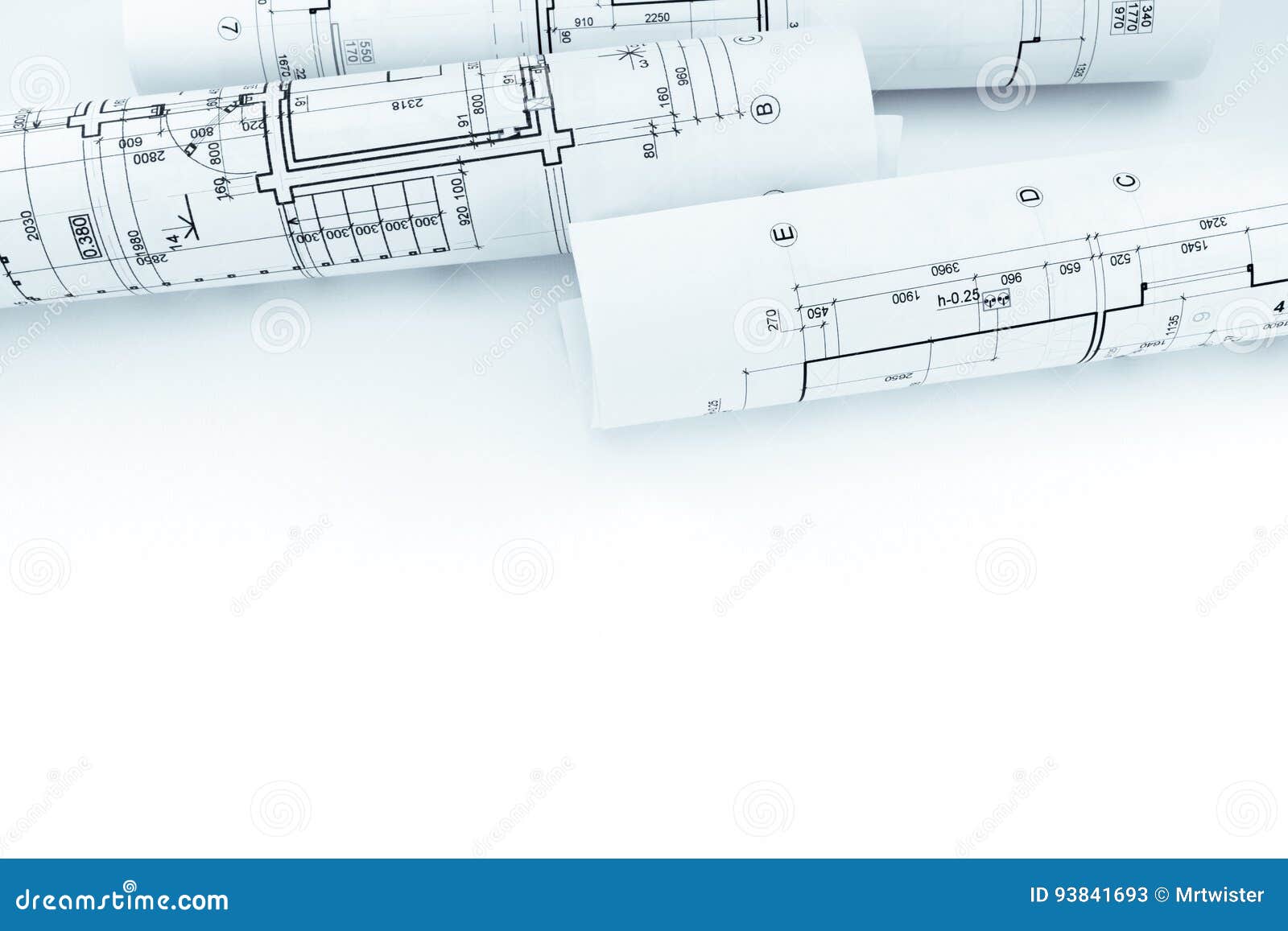 Rolls of Paper with Graphical Plans and Architectural Projects O Stock ...