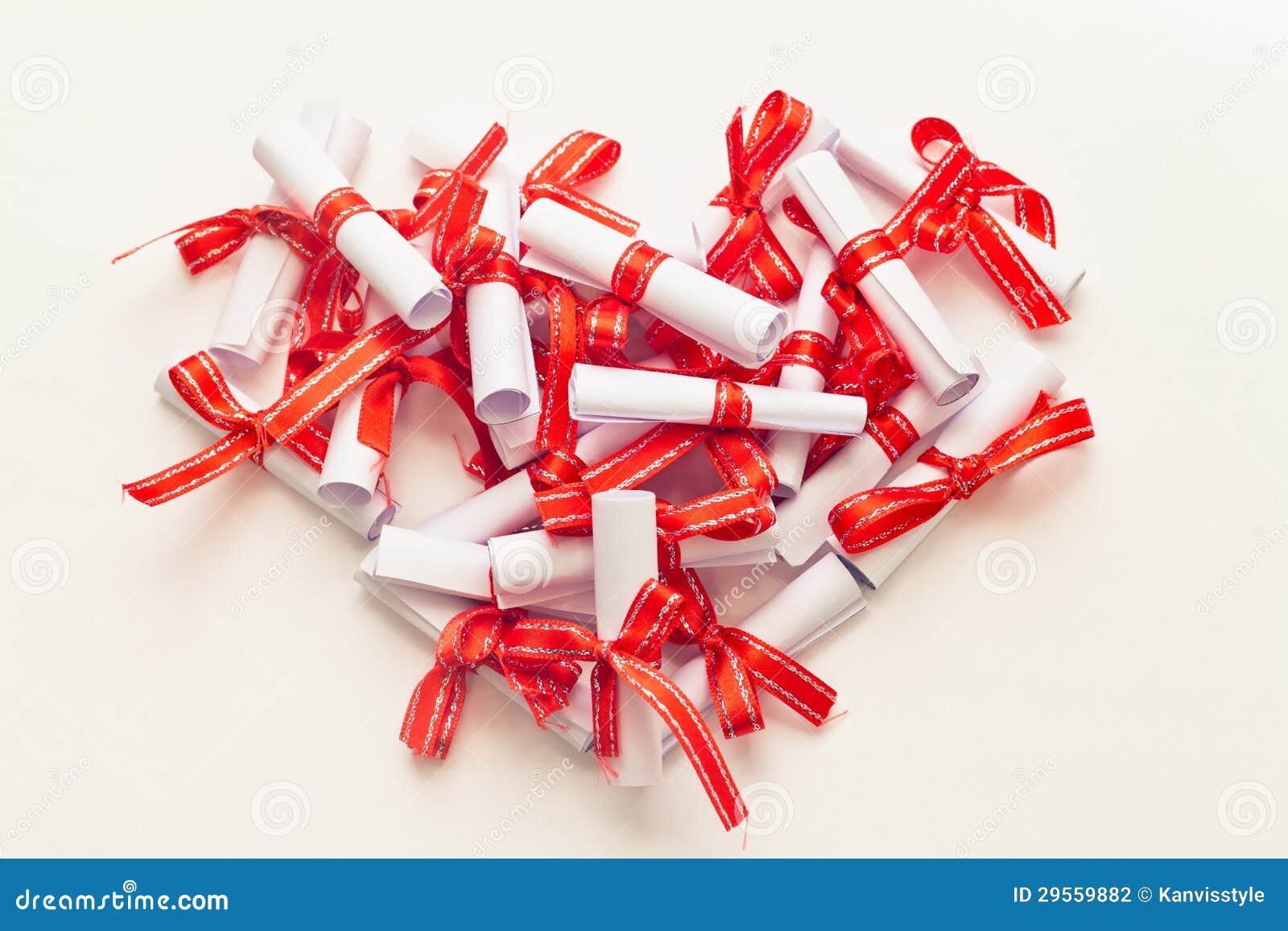 Rolls of Paper Tied with Red Ribbon Stock Photo - Image of notes, rolls ...