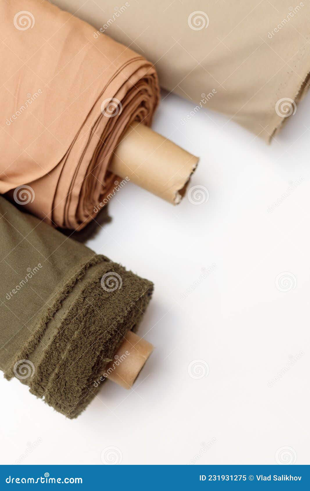 Rolls Of Pastel Color Fabric Isolated On White Stock Image Image Of Material Detail 231931275