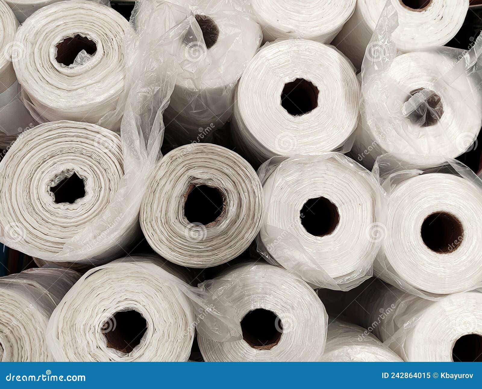 Rolls of Plastic Bags, Roll with Transparent Plastic Bags Stock Image ...