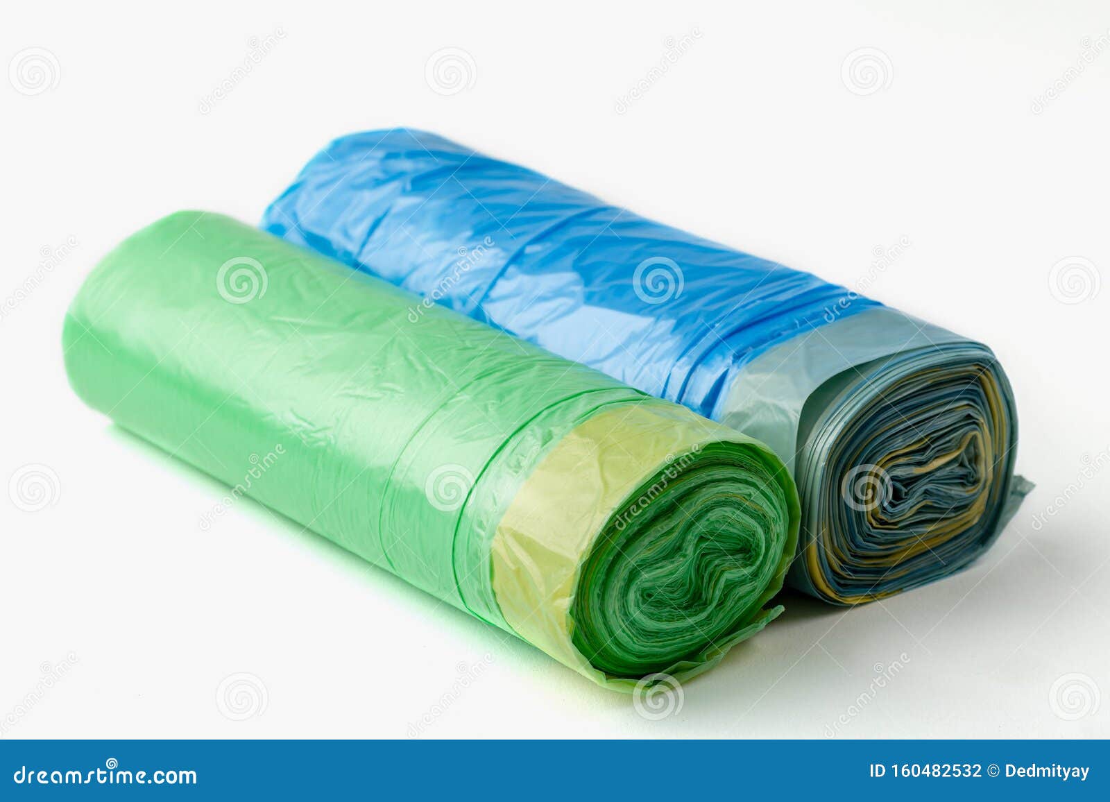 Rolls of Plastic Garbage Bag on White Background, Close Up, Recycle ...