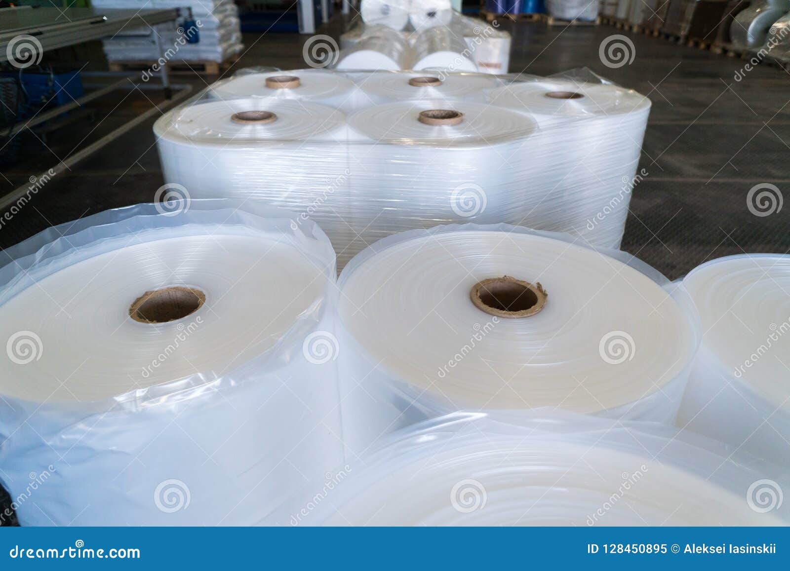 Rolls of Polyethylene or Polypropylene Film in a Warehouse Stock Image ...