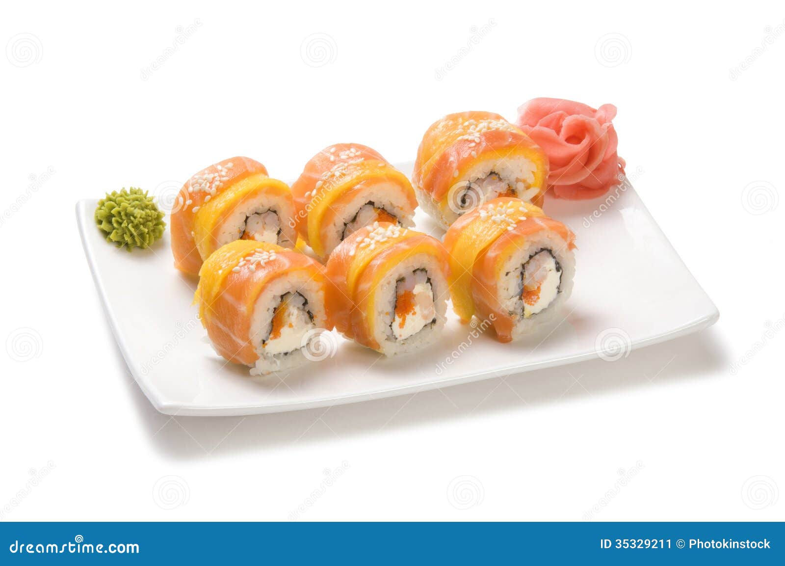Rolls with Salmon and Mango Stock Image - Image of food, japan: 35329211