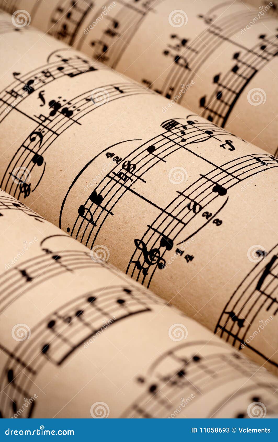 Rolls of sheet music stock image. Image of musician, bass - 11058693
