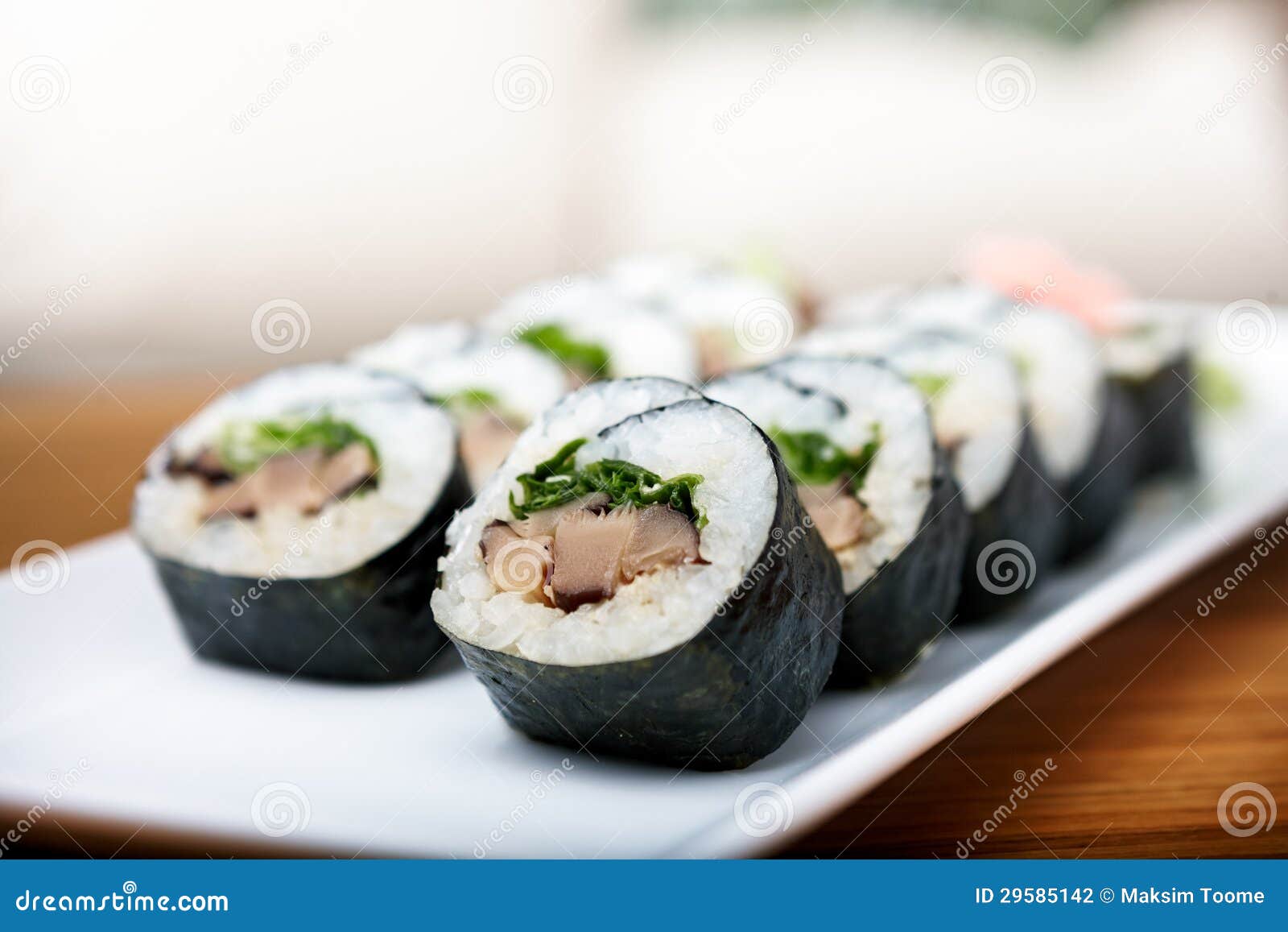 Rolls with Shiitake Mushrooms Stock Photo - Image of healthy, ginger ...