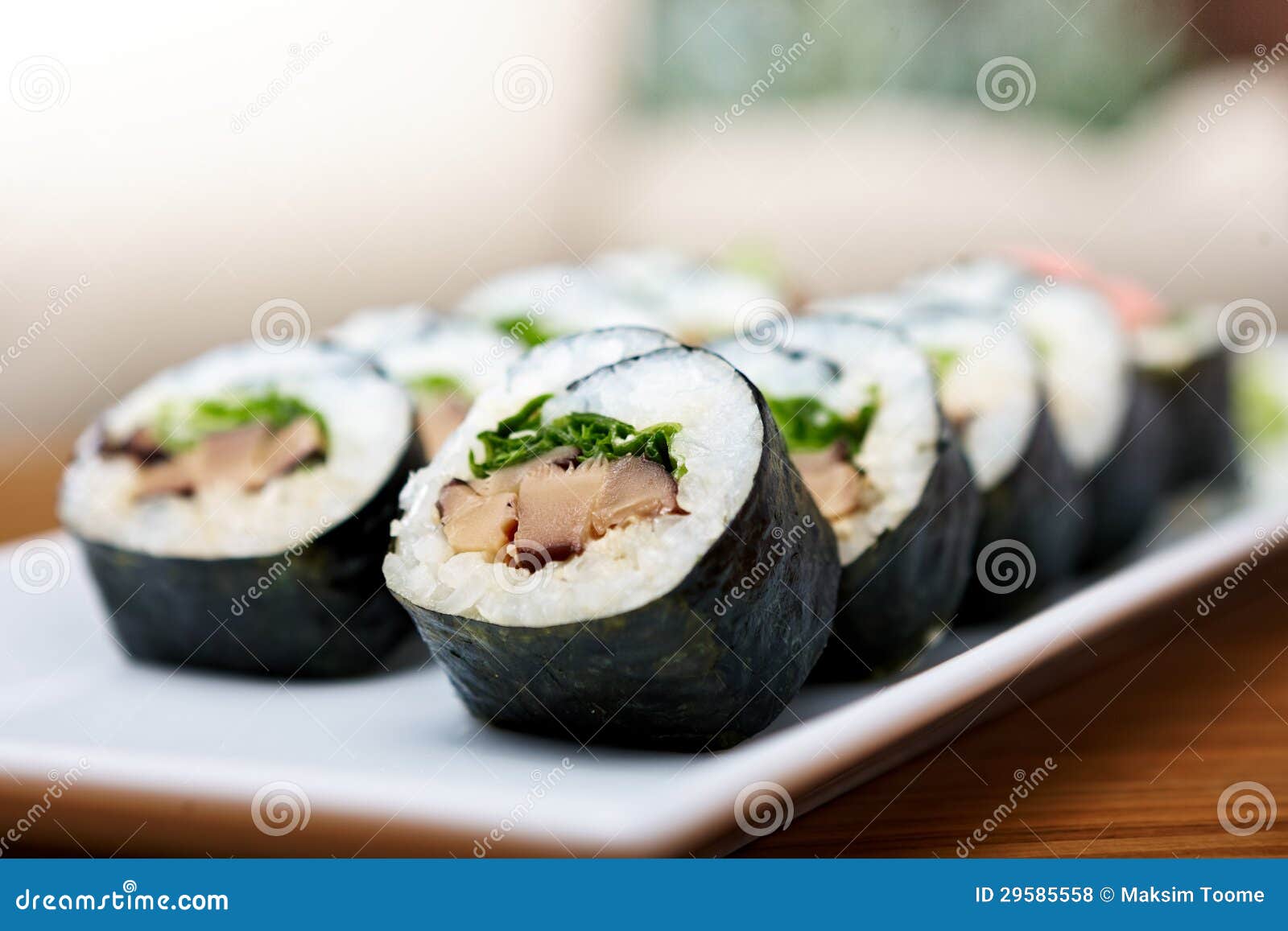 Rolls with Shiitake Mushrooms Stock Photo - Image of maki, fish: 29585558