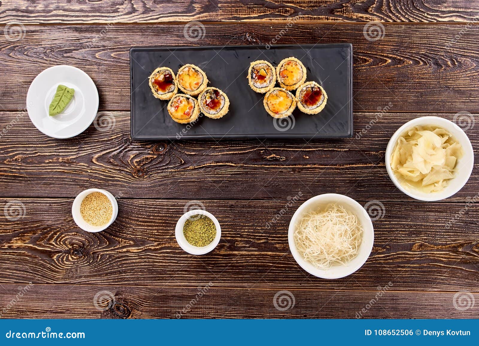 Rolls and Side Dish on Table, Top View. Stock Photo - Image of grain ...
