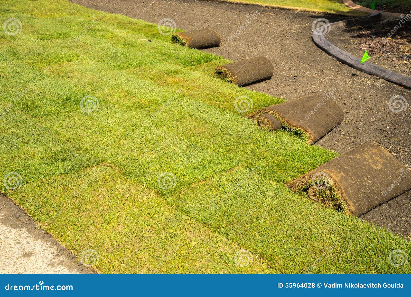 Rolls of Sod - Installation Stock Photo - Image of front, project: 55964028