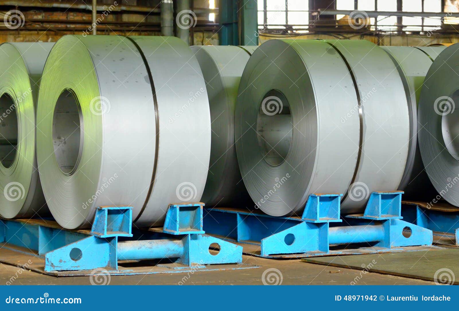 Rolls of steel sheet stock photo. Image of cold, alloy - 48971942