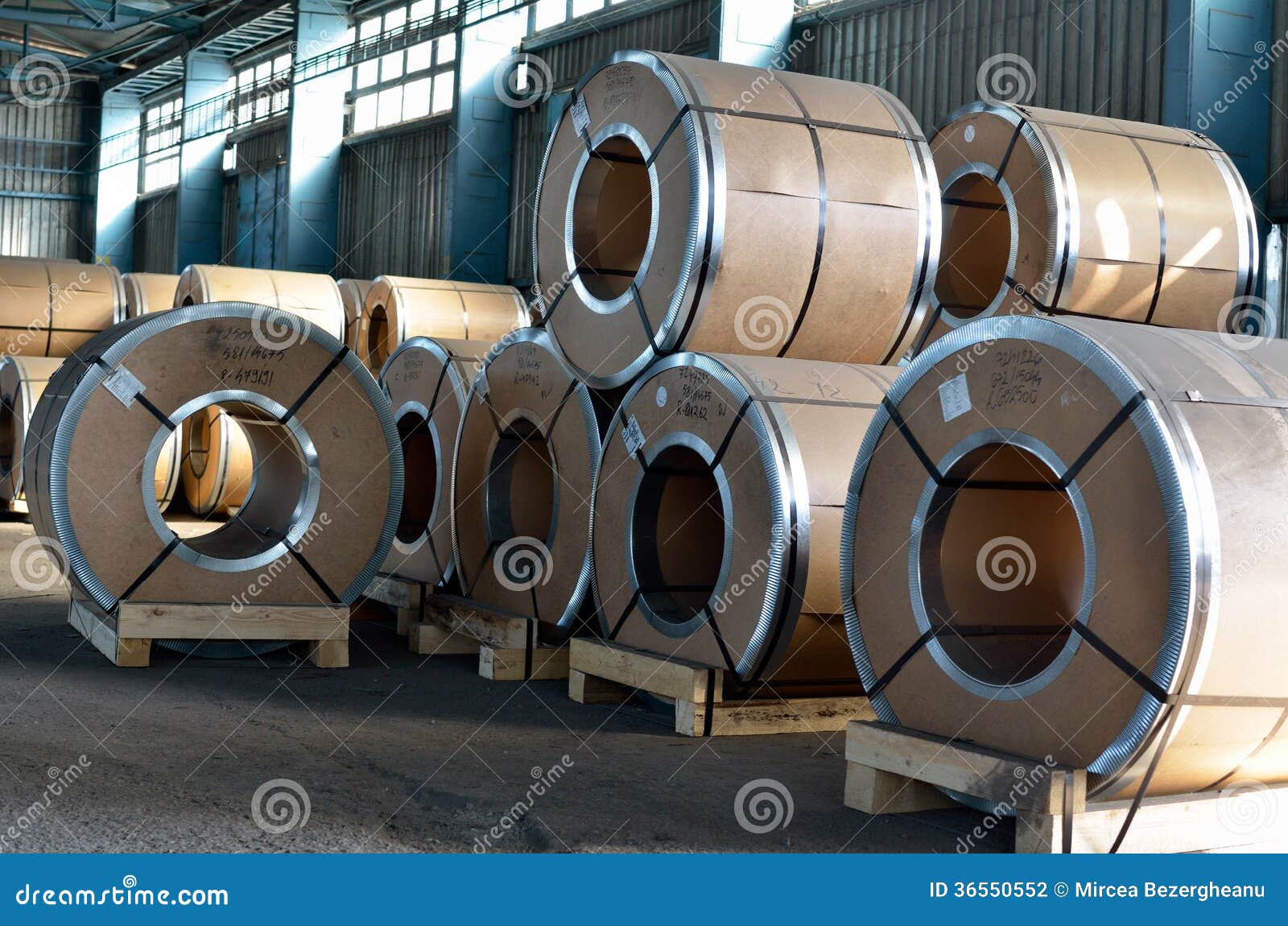 Rolls of steel sheet stock photo. Image of tough, iron - 36550552