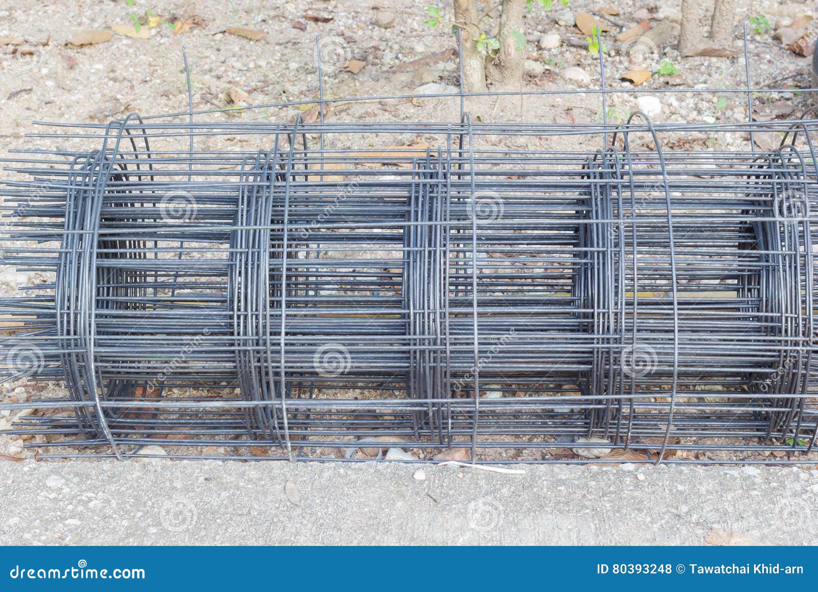 Rolls of Steel Wire Mesh on the Ground, Horizontal Photo Stock Photo ...