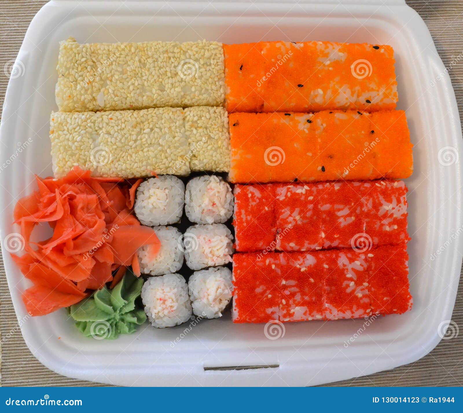 Rolls, Sushi Set in Plastic Packaging, Close Up Top View Stock Image ...