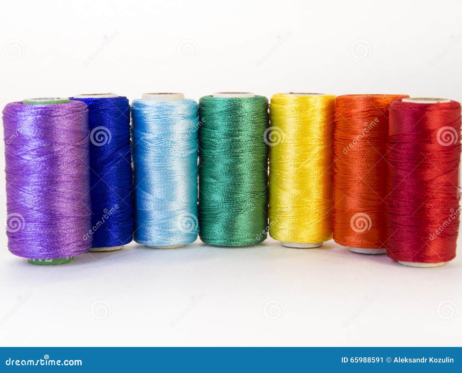 Rolls of Thread with Rainbow Colors. Stock Image - Image of green ...