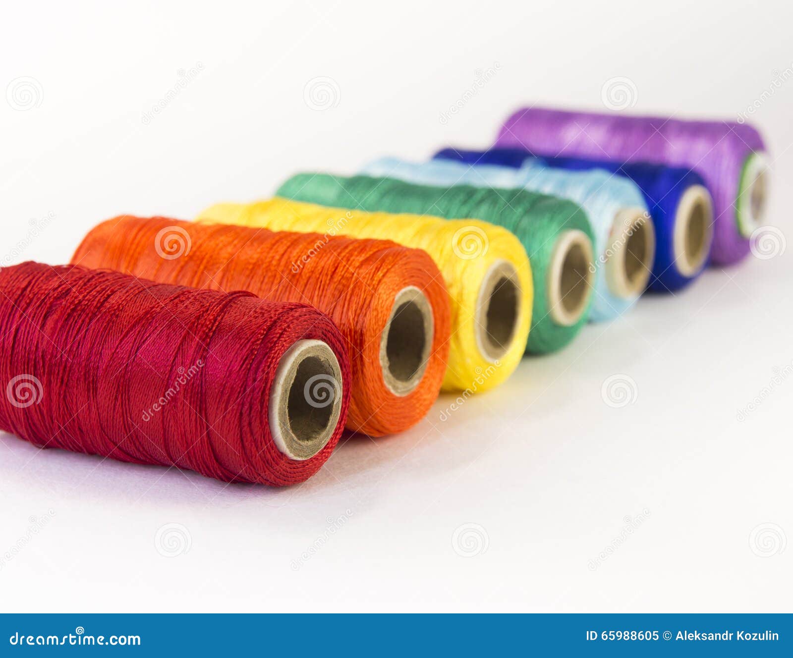 Rolls of Thread with Rainbow Colors. Stock Image - Image of pieces ...