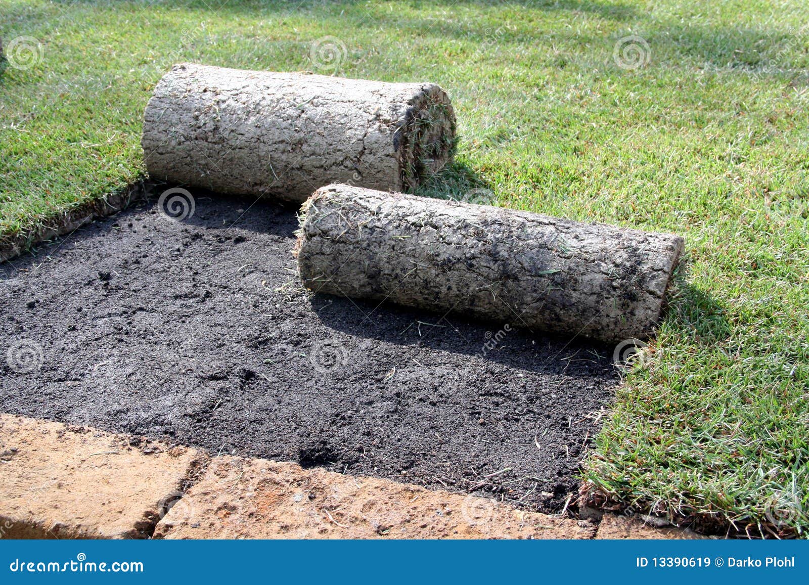 ROLLS of TURF stock image. Image of renovation, planting - 13390619