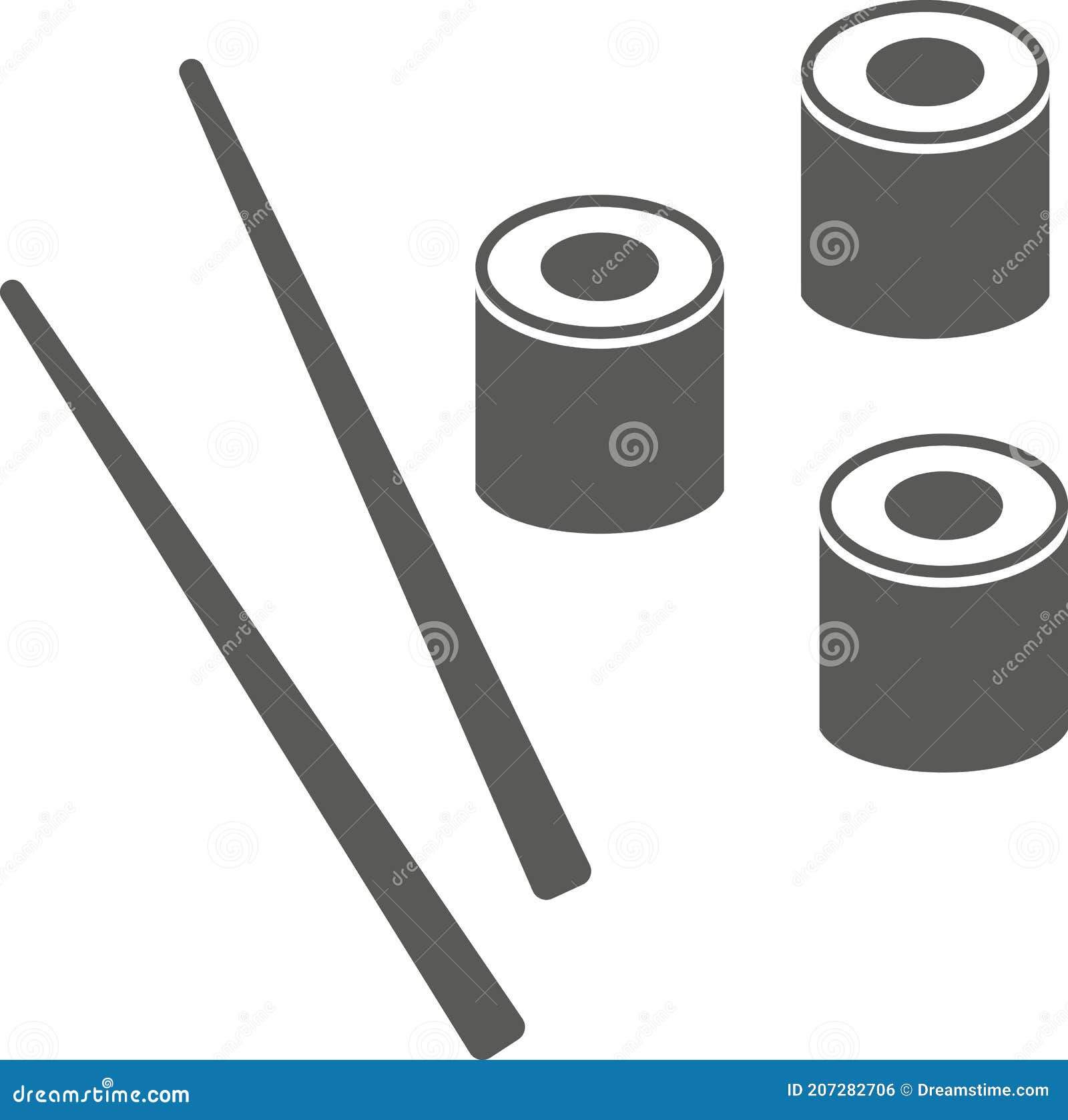 Rolls with Two Sticks. Vector Black and White Illustration Stock Vector ...