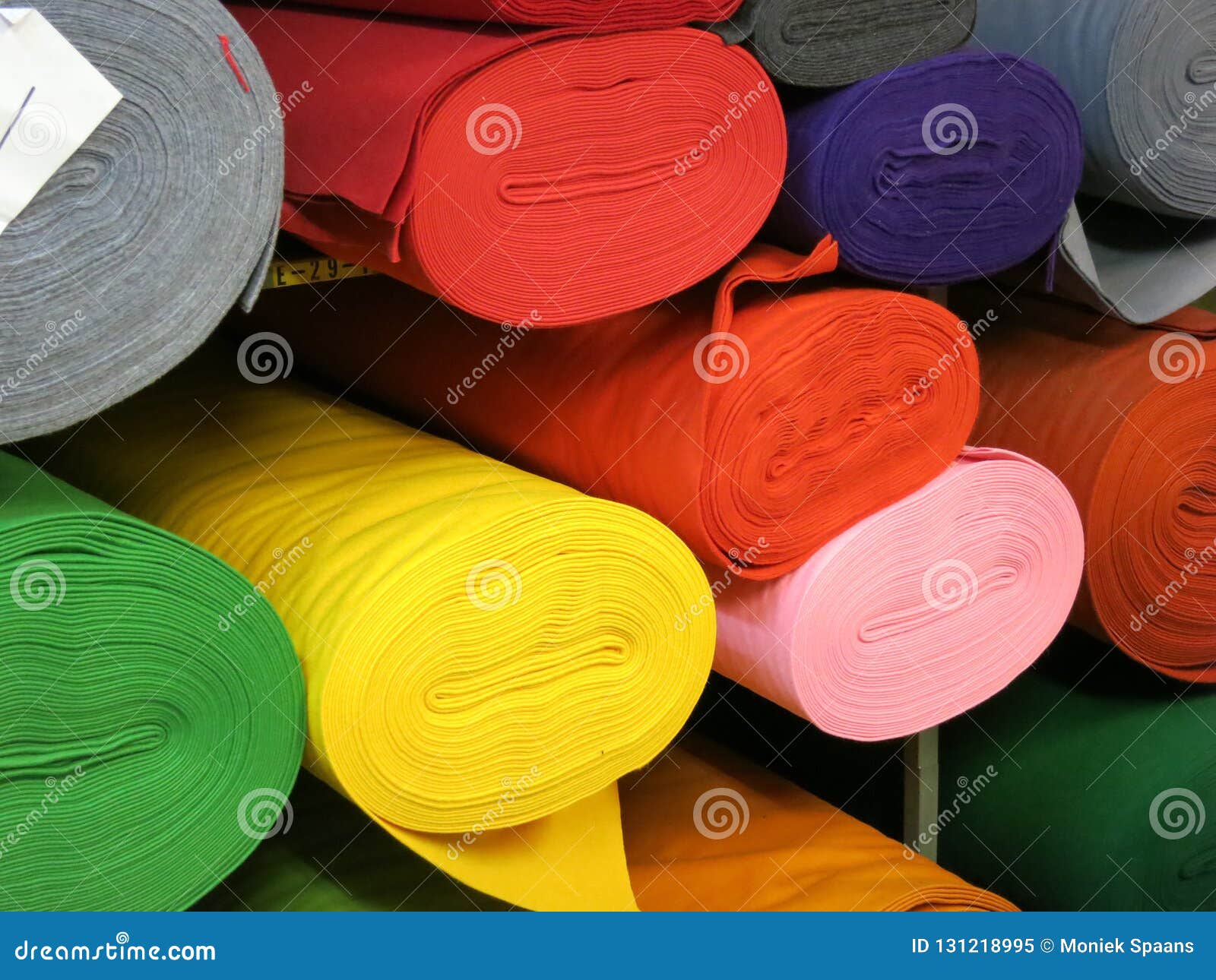 Rolls of Velt on a Plank in Different Colors Stock Image - Image of ...