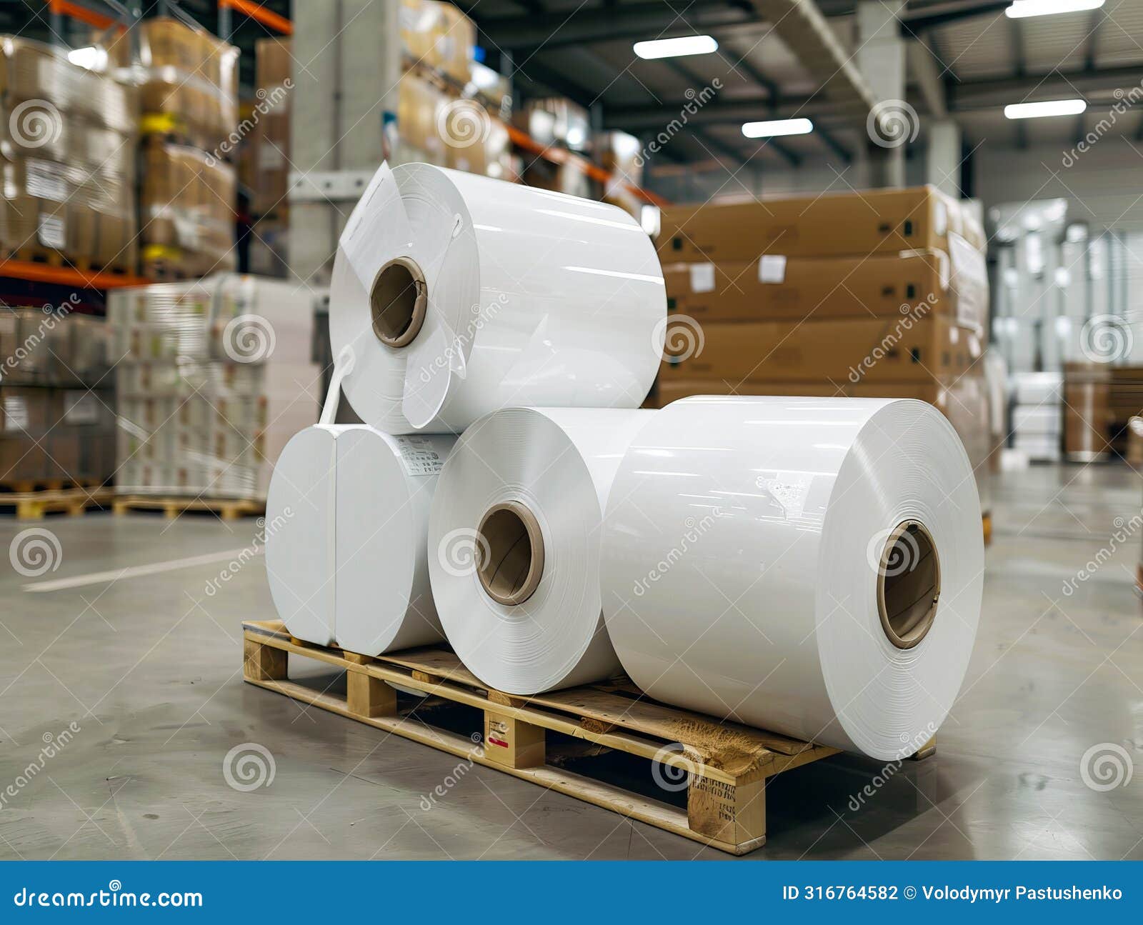 Rolls of White Paper in a Warehouse Stock Photo - Image of warehouse ...