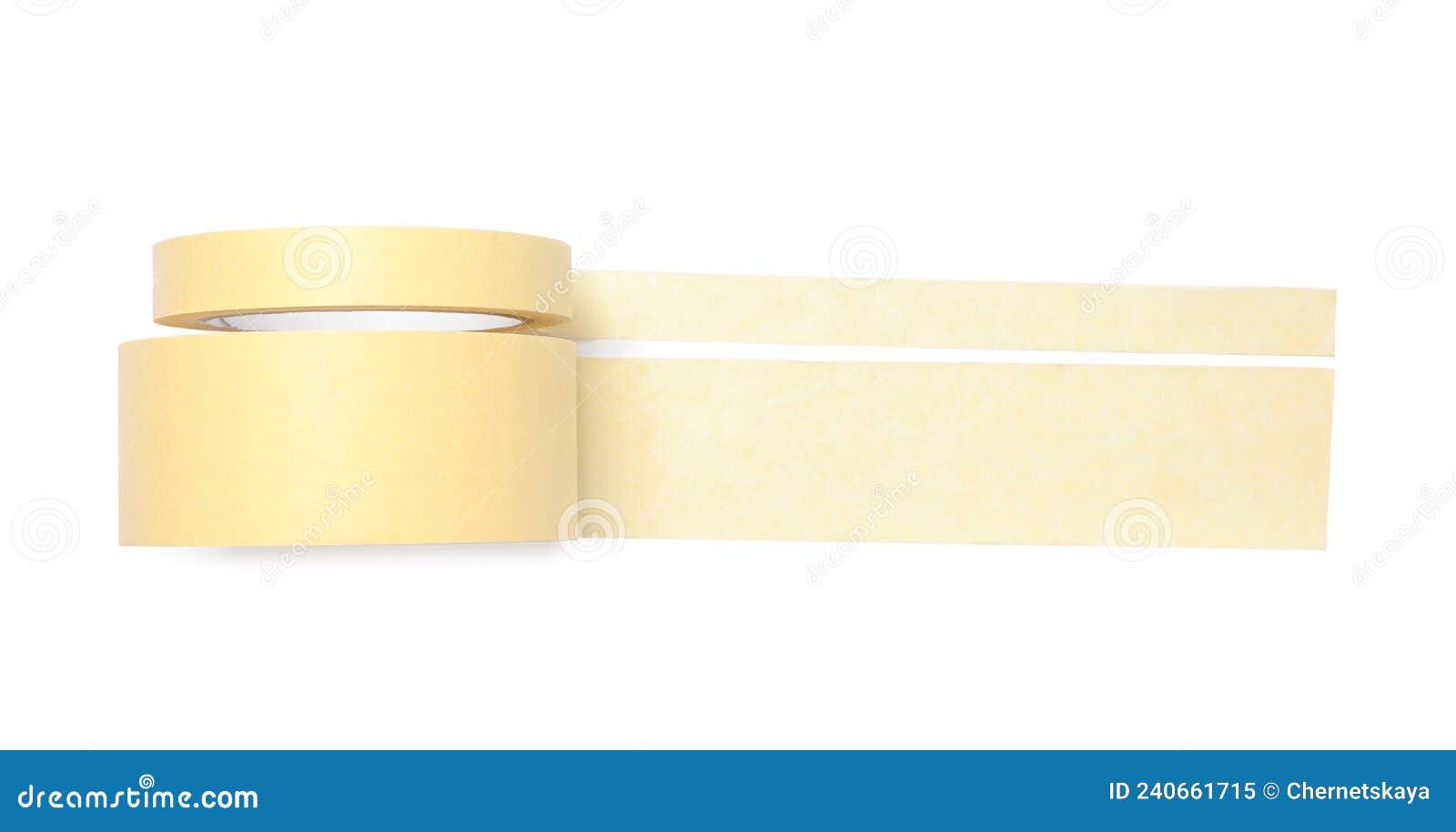 Rolls of Yellow Adhesive Tape on White Background, Top View Stock Image ...