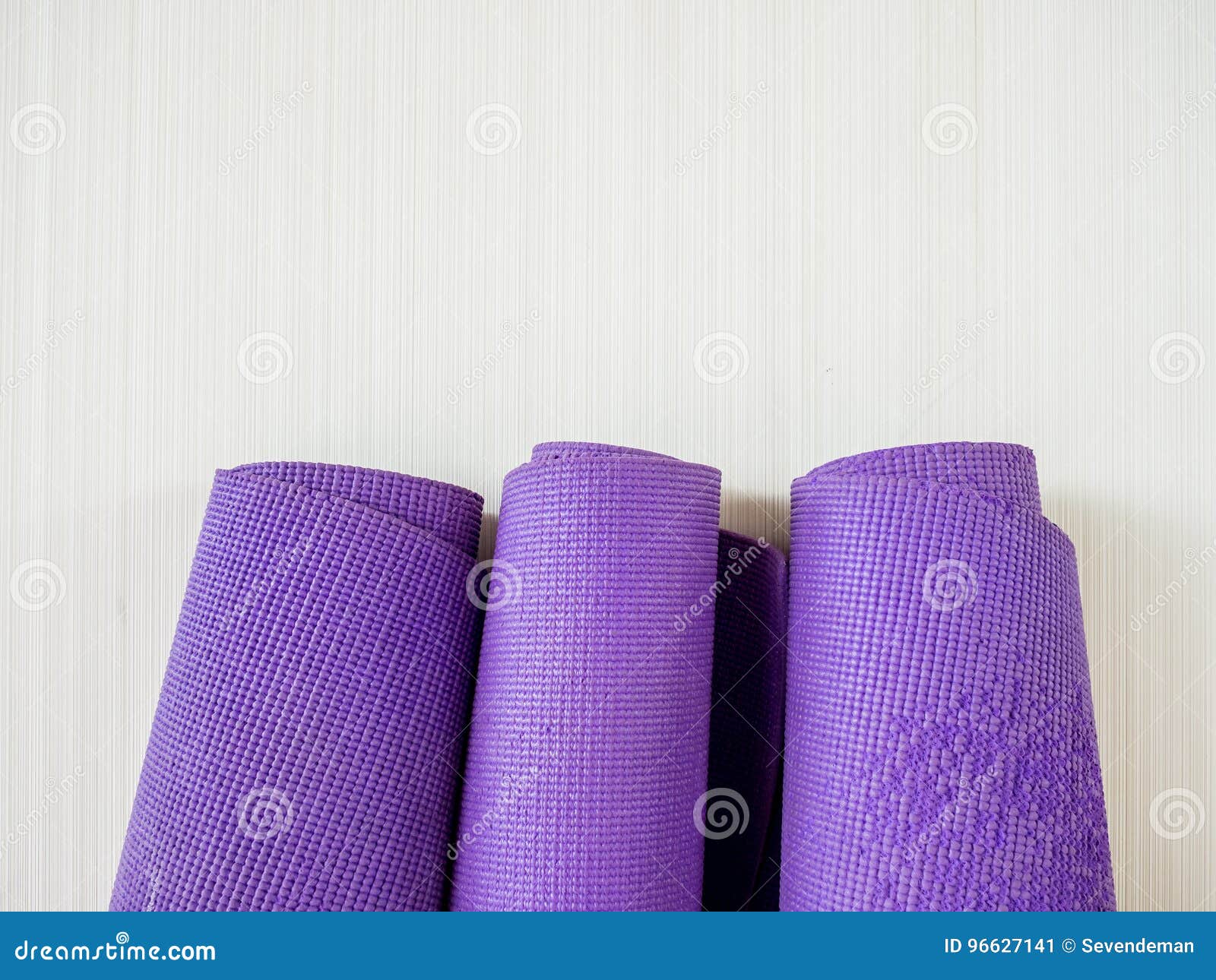 Rolls of Yoga Mats Left in the Room. Stock Image - Image of copy ...